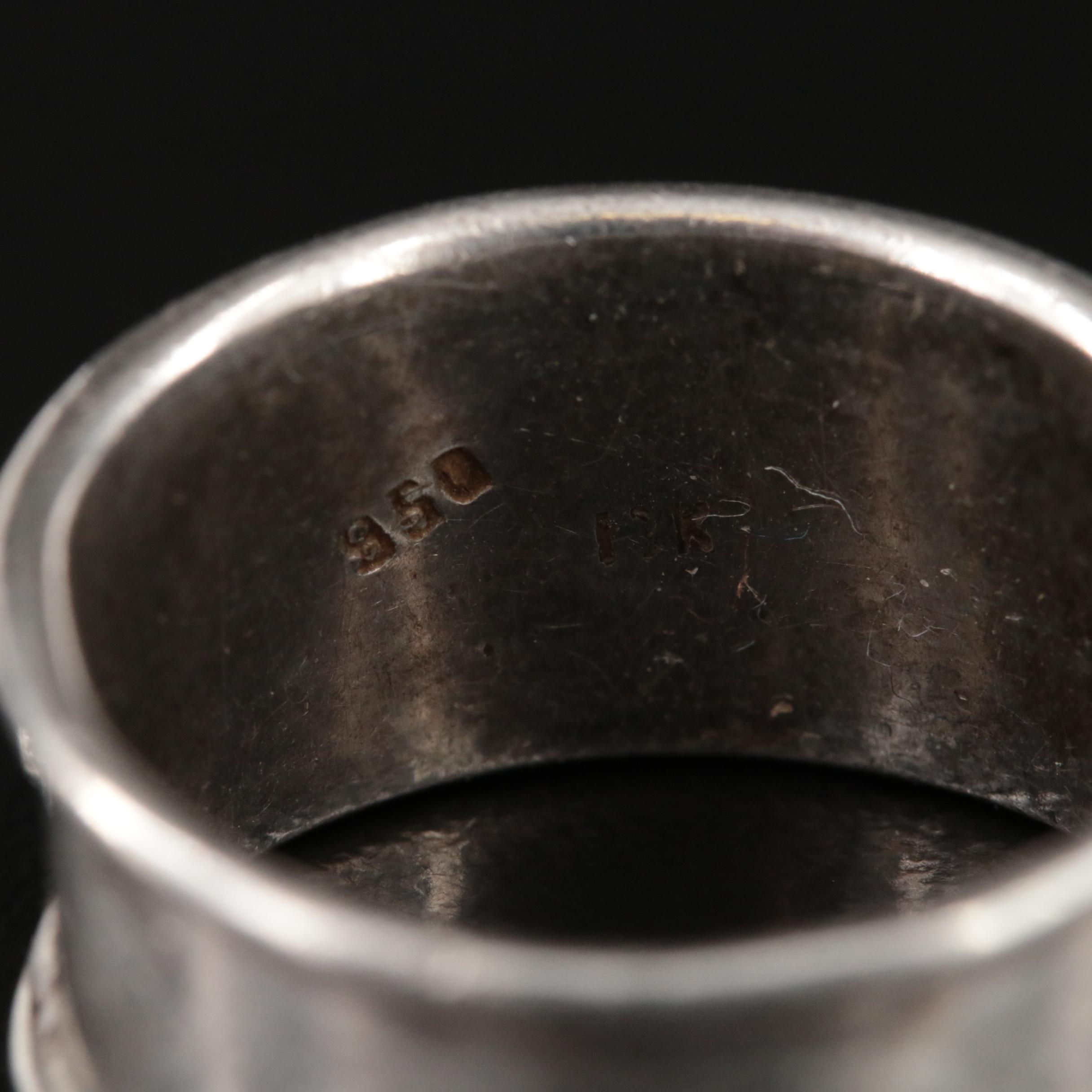 950 Silver Glass Elephant Ring with 18K Rose Gold Accent | EBTH