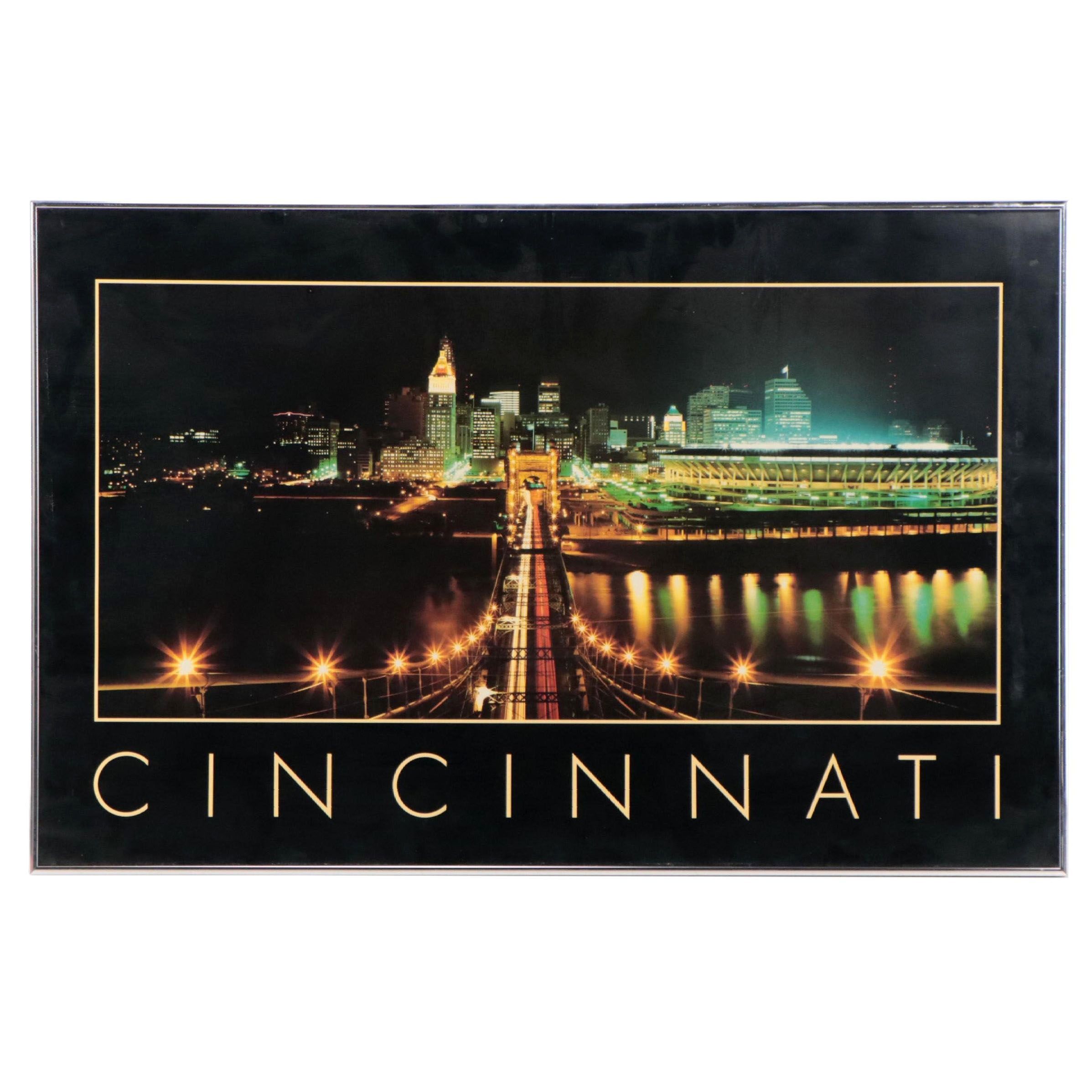 Offset Lithograph Poster of City Skyline "Cincinnati" | EBTH