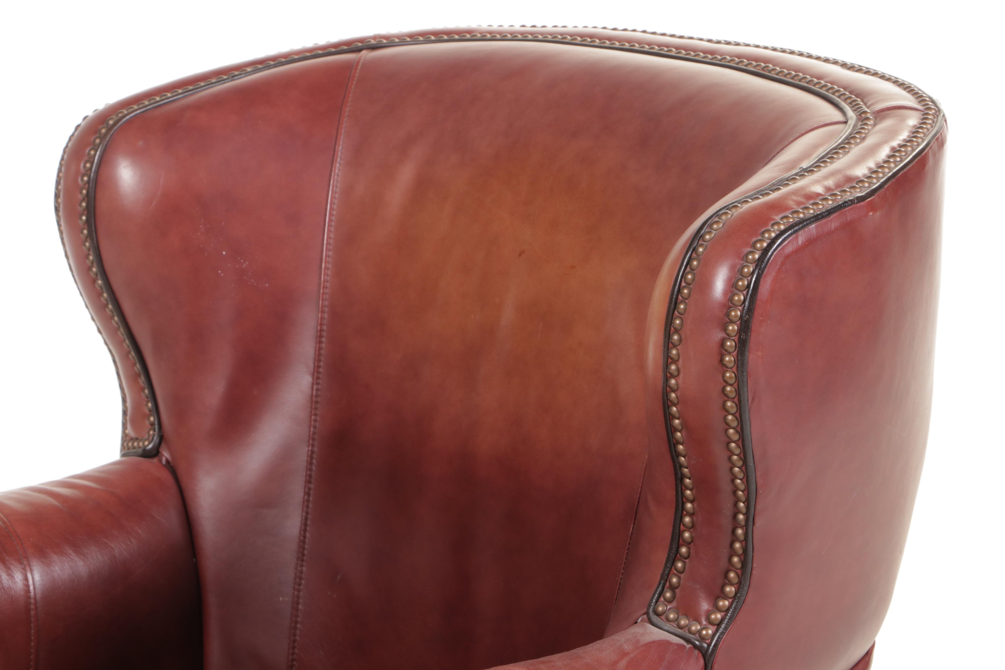 Largo International Brass-Tacked Leather Easy Armchair | EBTH