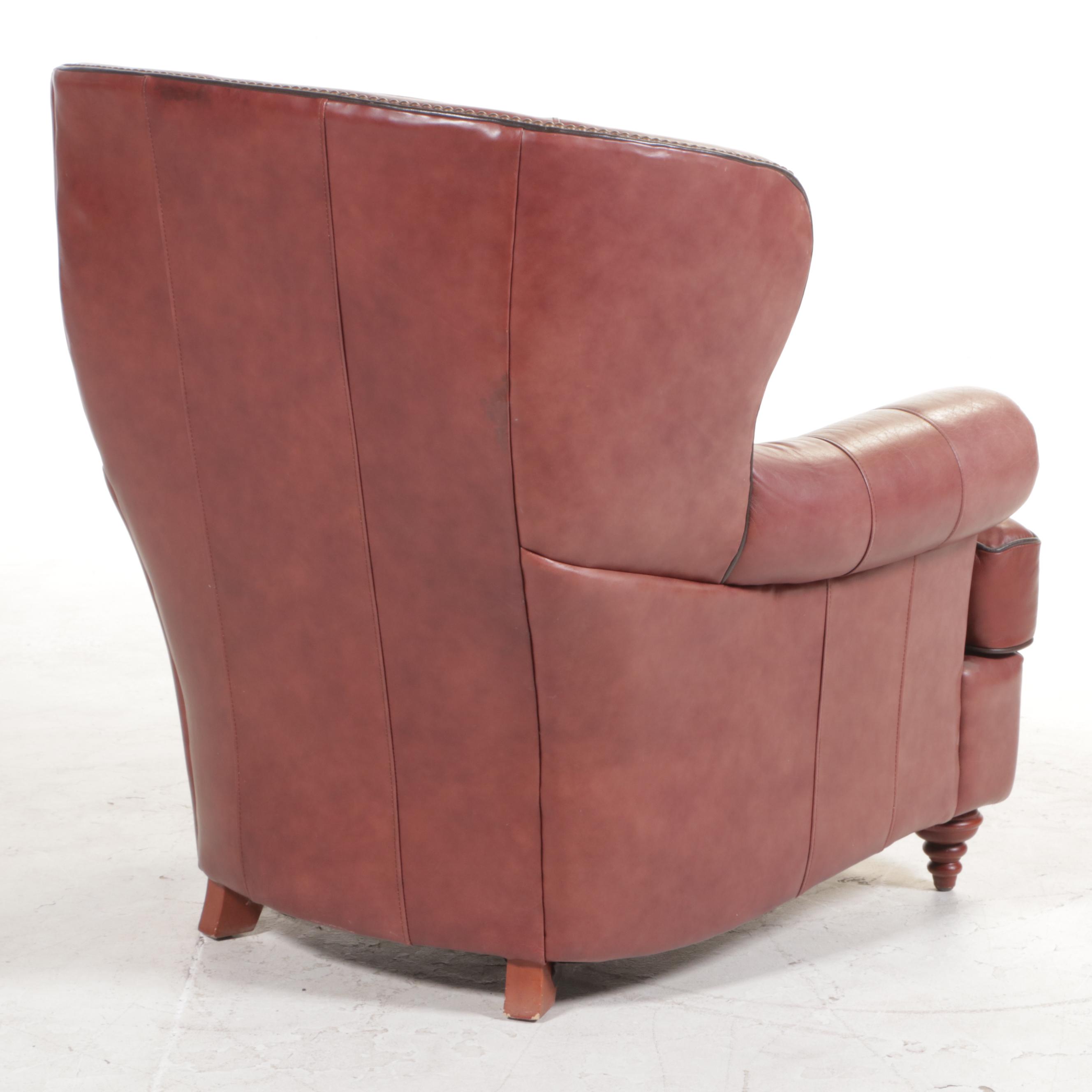 Largo International Brass-Tacked Leather Easy Armchair | EBTH