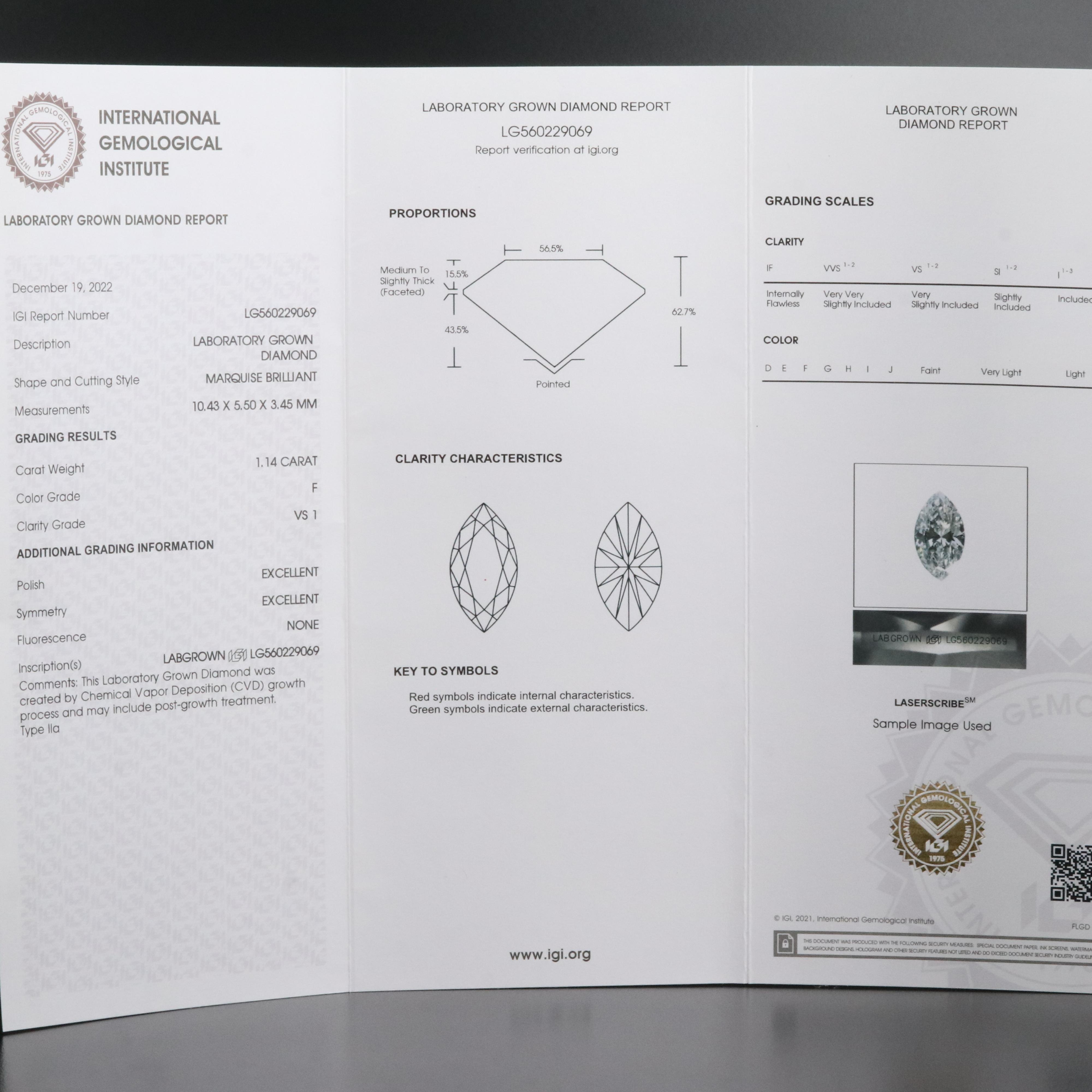 Loose 1.14 CT Lab Grown Diamond with IGI Report | EBTH