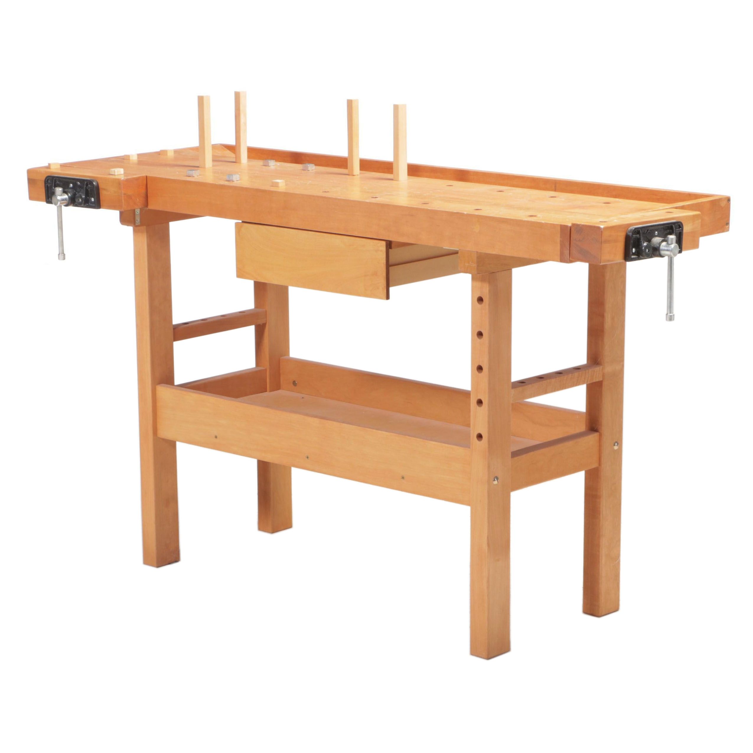 Maple Two-Tier Work Bench with Vices | EBTH
