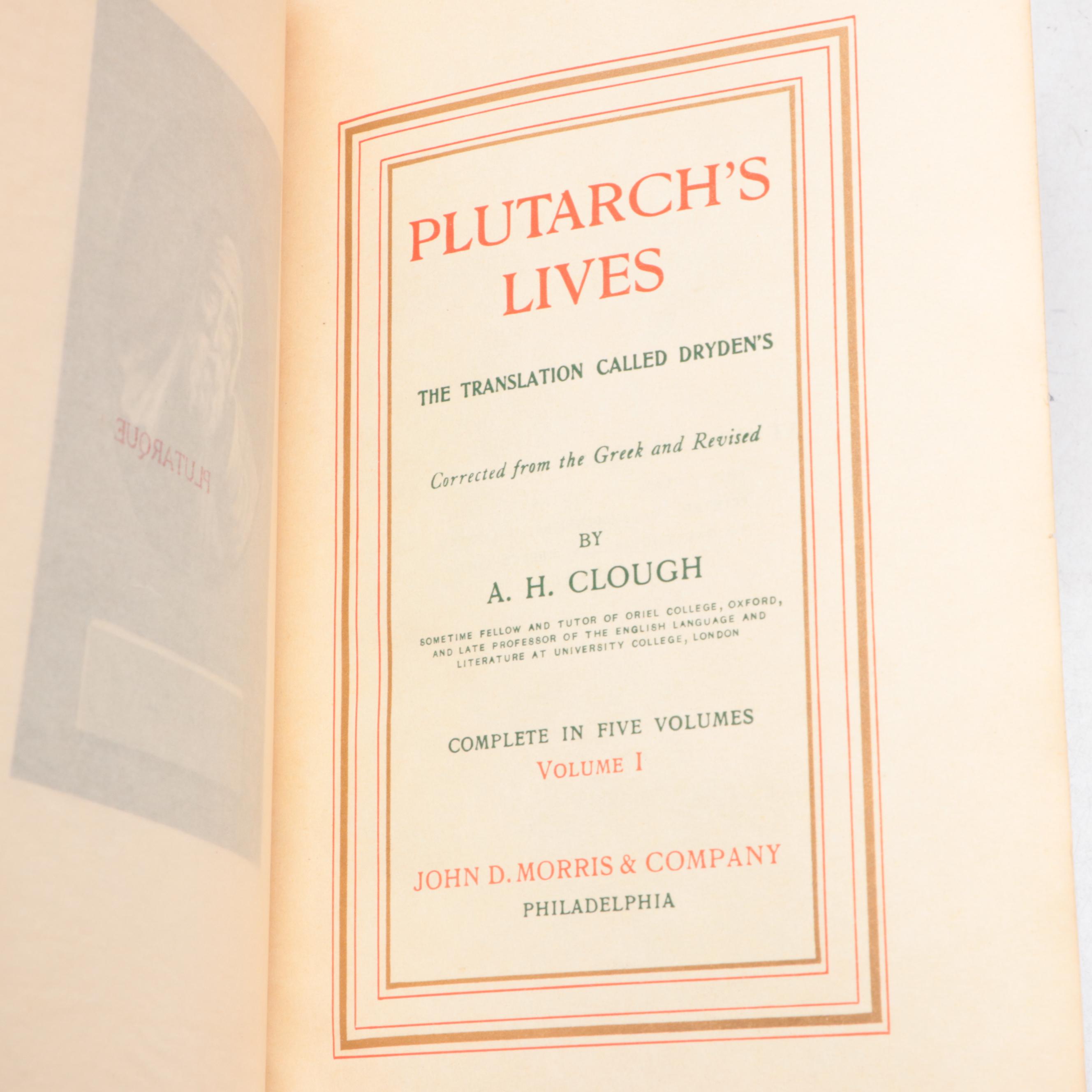 Athenæum Edition "Plutarch's Lives" Near Complete Set Edited by A. H ...