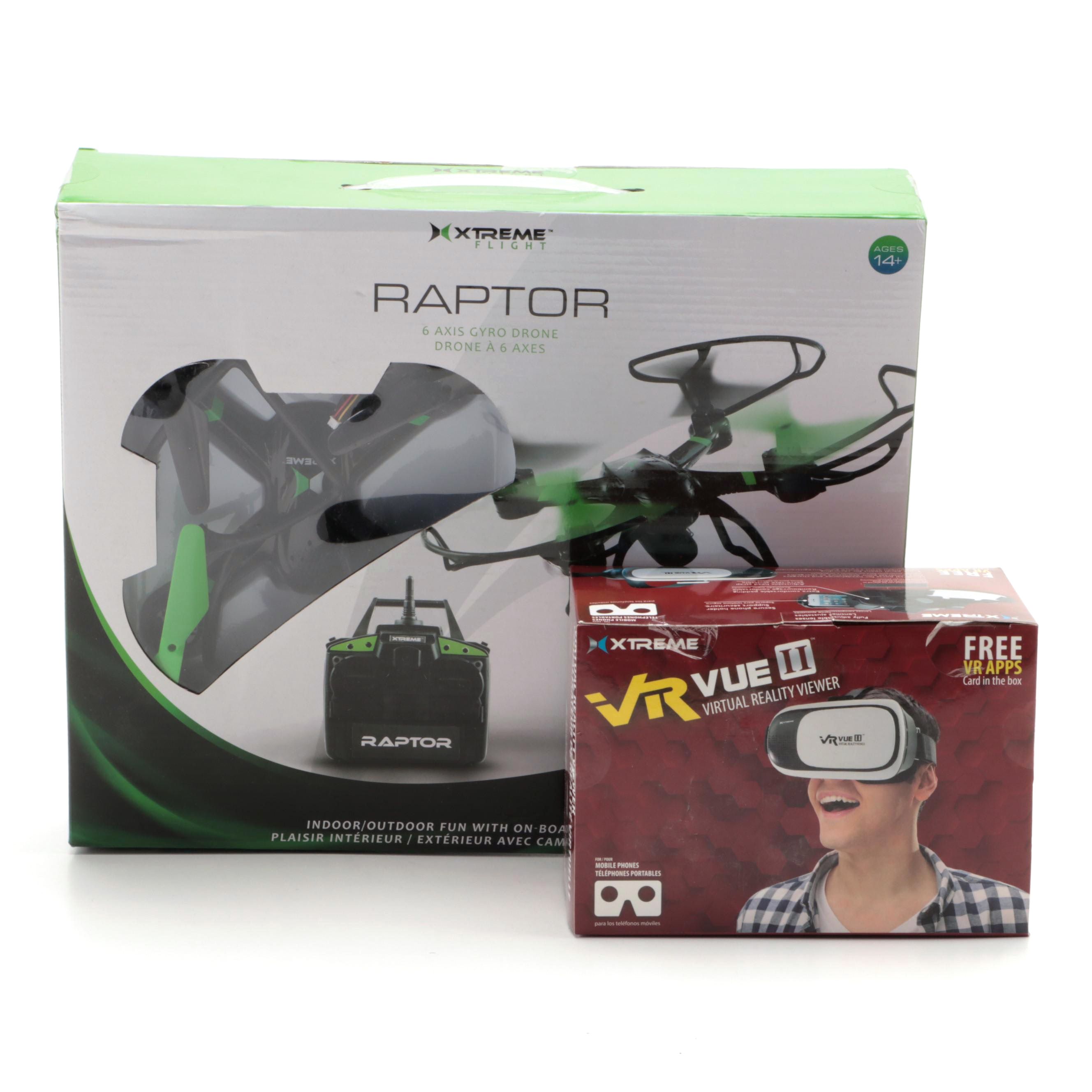 Xtreme Raptor Six Axis Gyro Drone with VR Vue II Virtual Reality Viewer ...