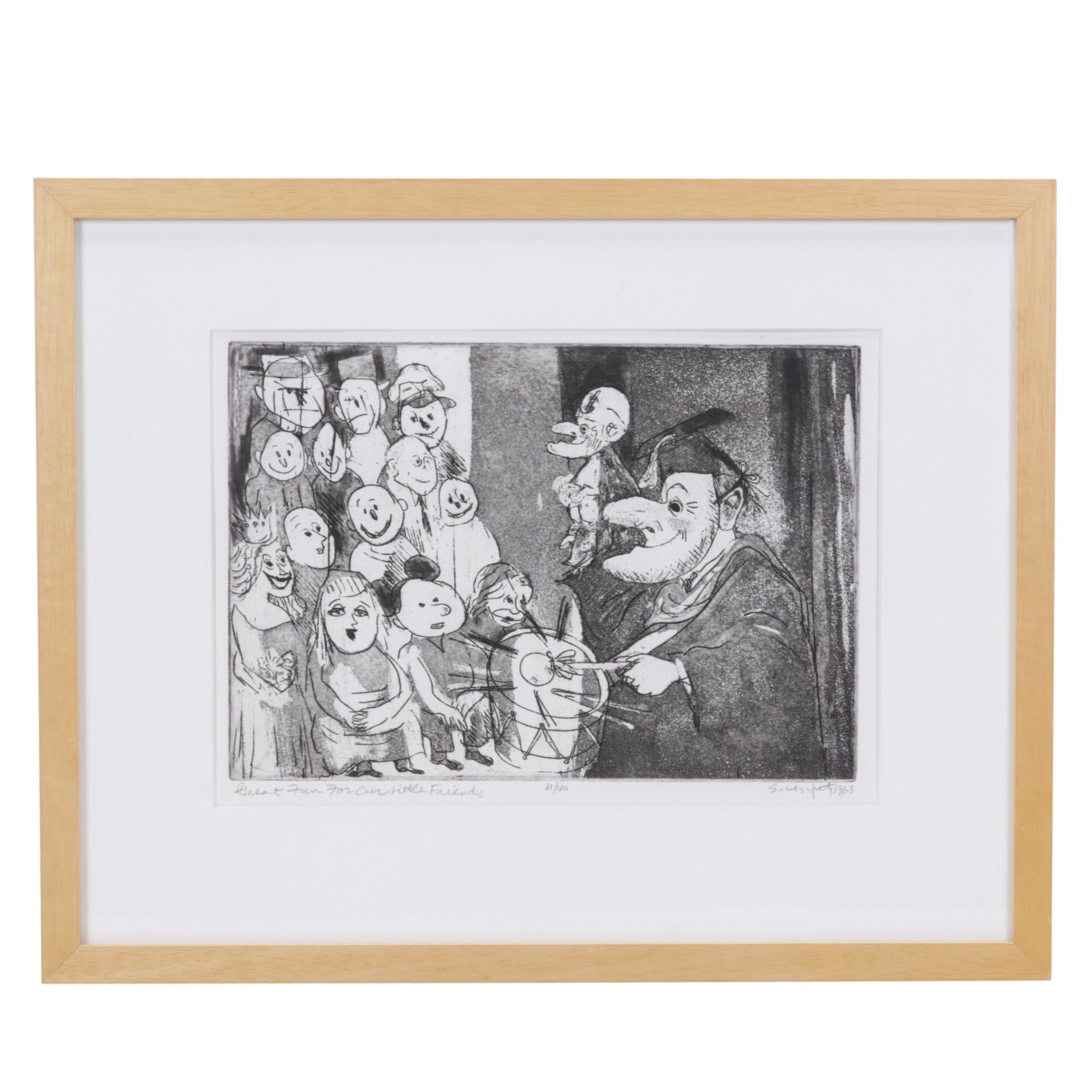 Sidney Chafetz Etching With Aquatint "Great Fun for Our Little Friends ...