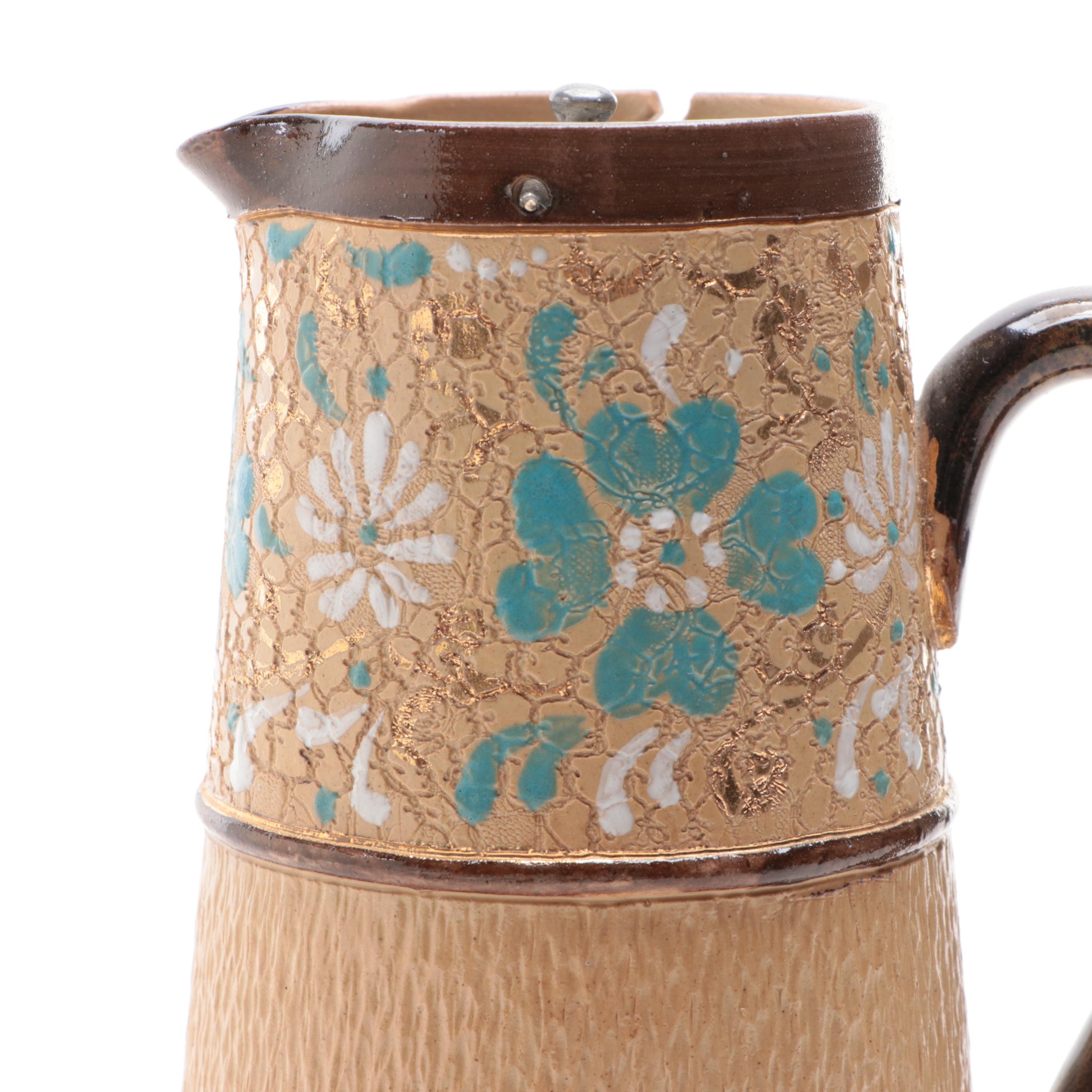 Royal Doulton Slaters Patent Nellie Garbett Stoneware Jug with Silver ...