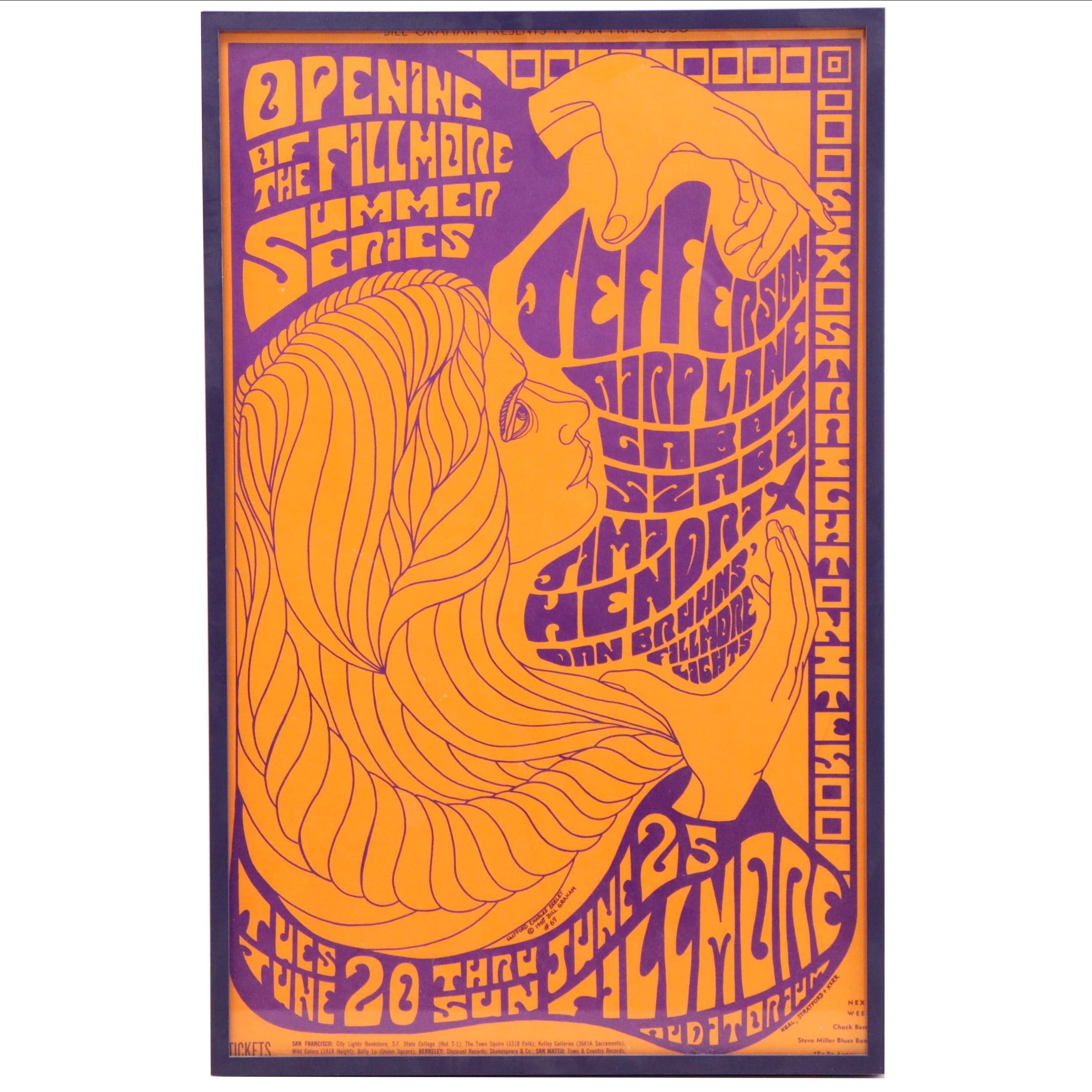 Jefferson Airplane and Jimi Hendrix Lithograph Concert Poster at the ...