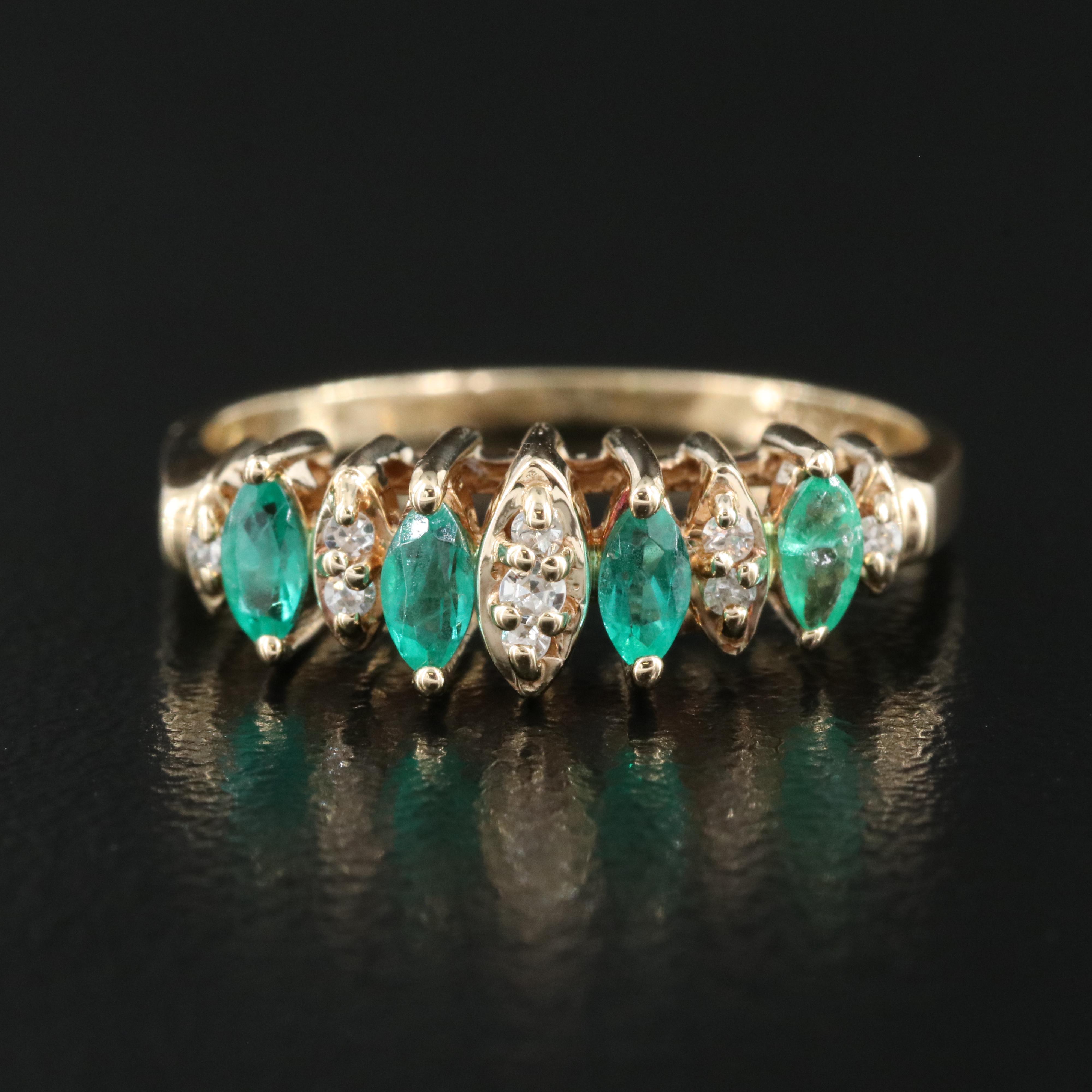 10K Emerald and Diamond Ring | EBTH