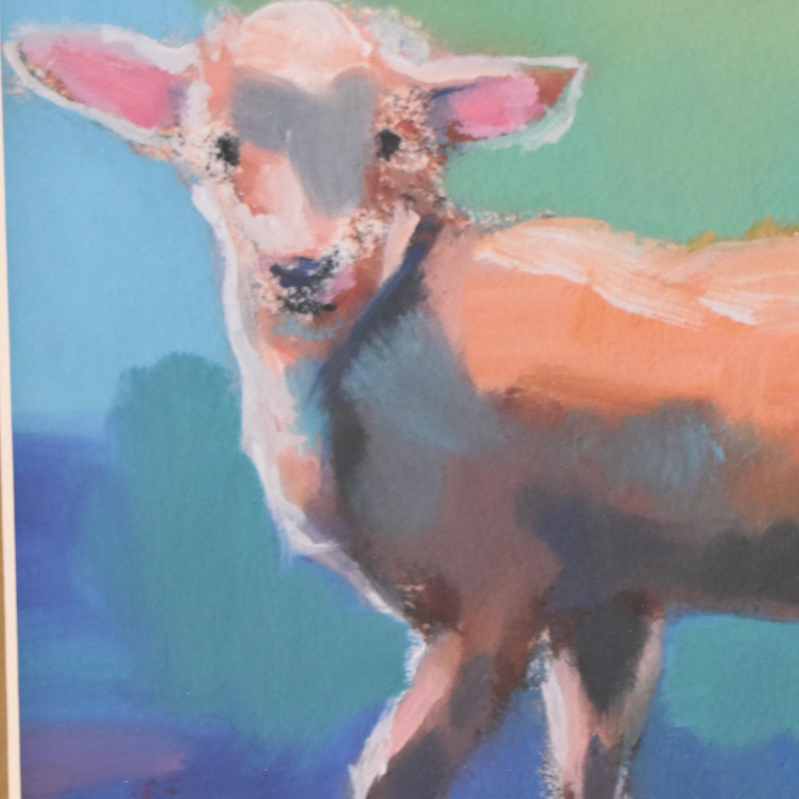 Giclée After Sharon Guy "Lamb on Blue" | EBTH