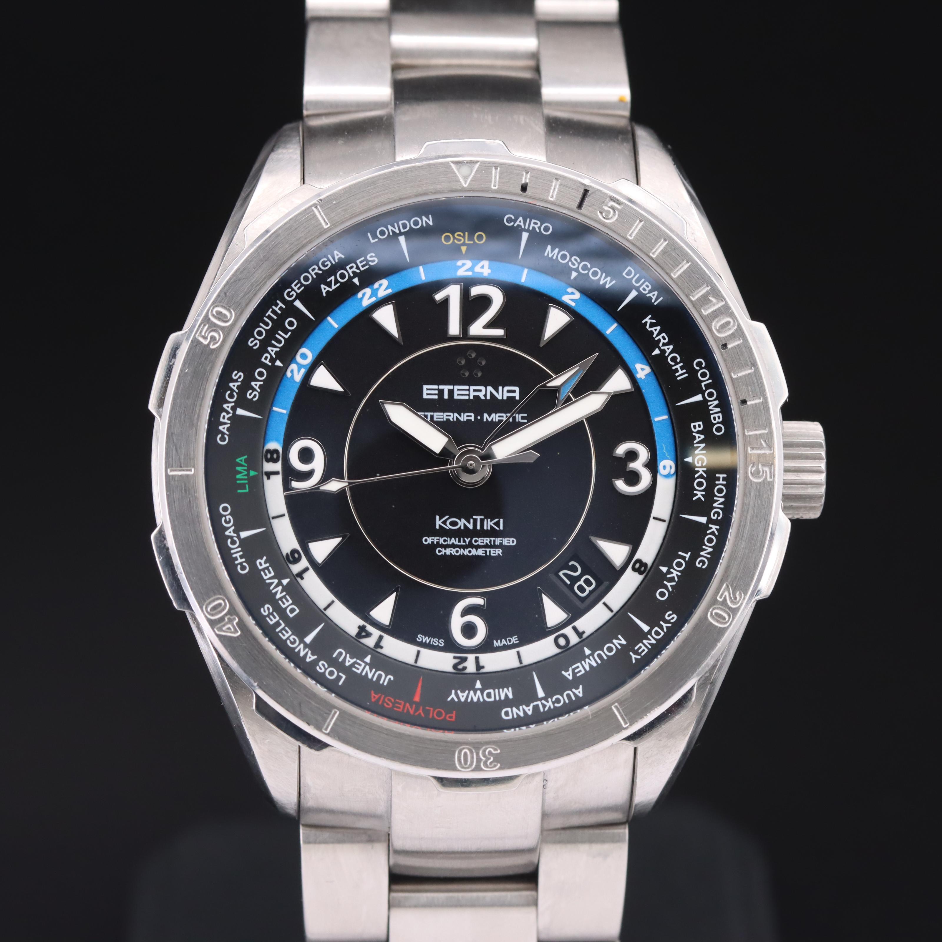 Eterna KonTiki Matic GMT World Time 42mm Steel Automatic Watch | EBTH
