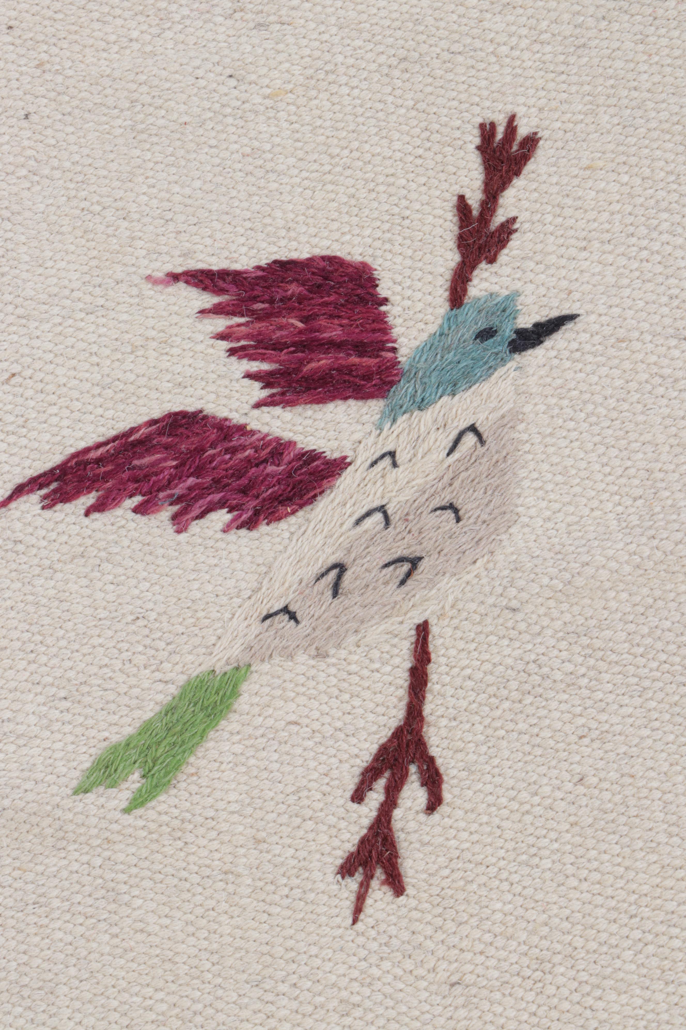 3'10 x 5'11 Handwoven Indian Area Rug With Bird Embroidery | Everything ...