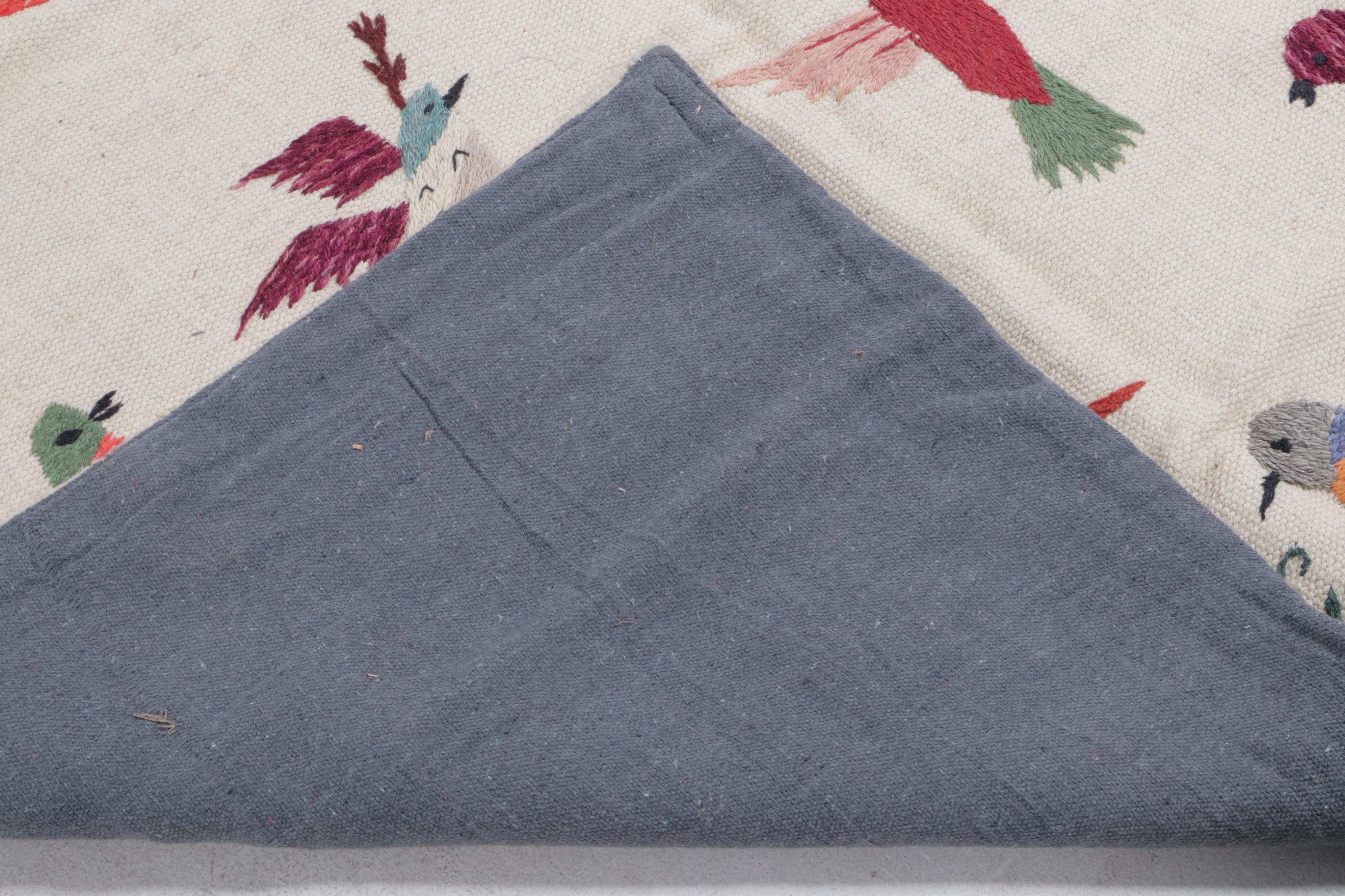 3'10 x 5'11 Handwoven Indian Area Rug With Bird Embroidery | Everything ...