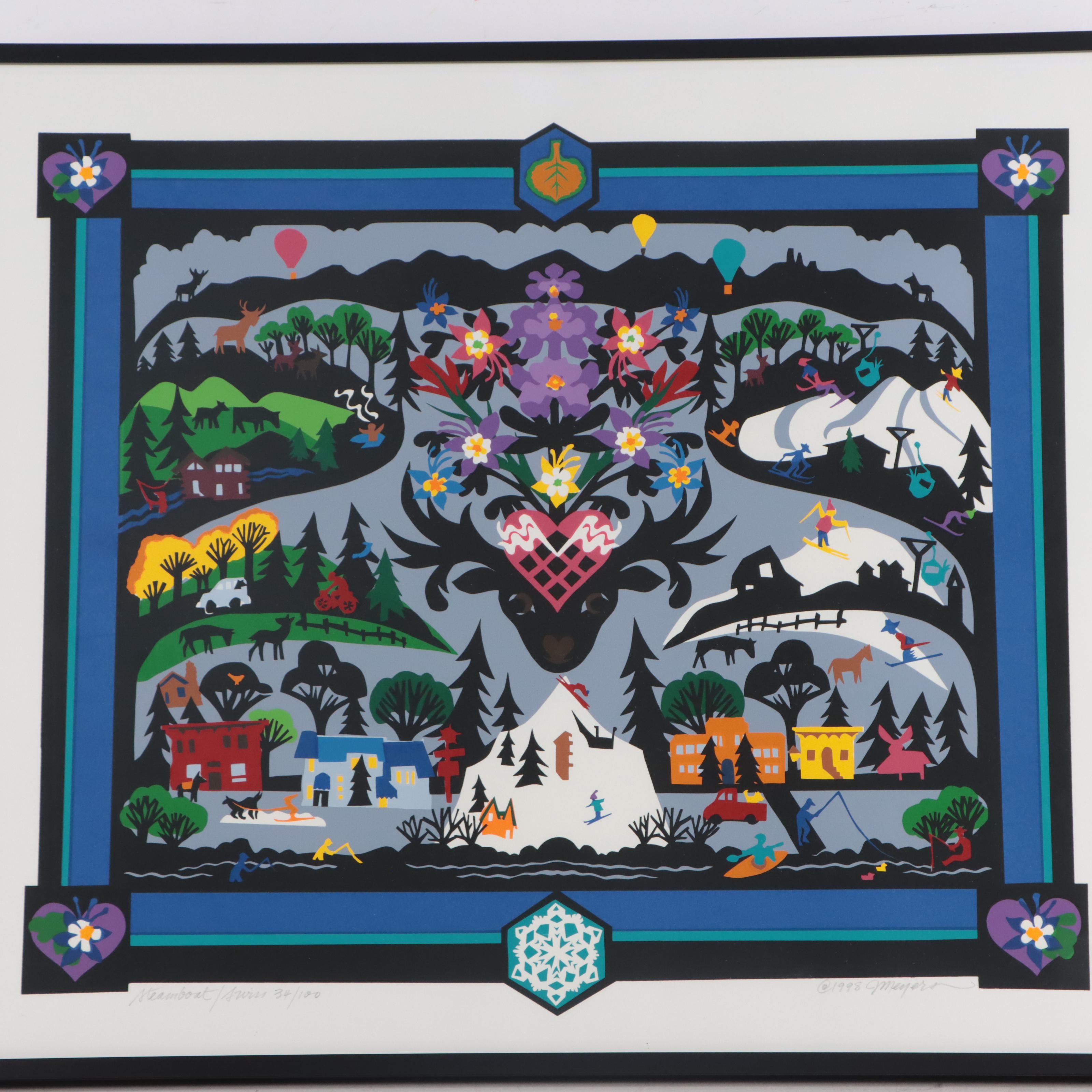 Judith Meyers Folk Art Serigraph "Steamboat Swiss," 1998 | EBTH