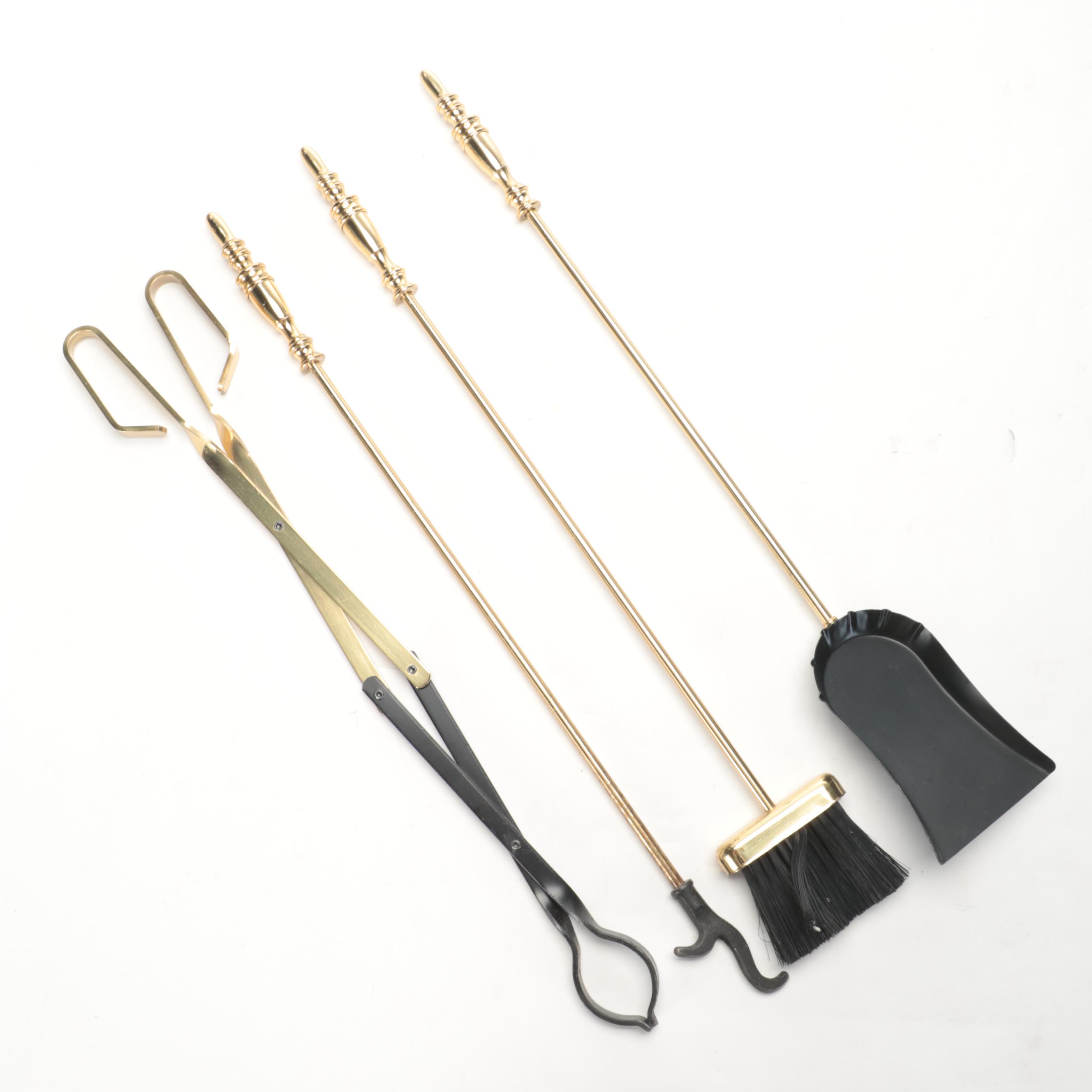 Brass and Cast Iron Fireplace Tool Set | EBTH