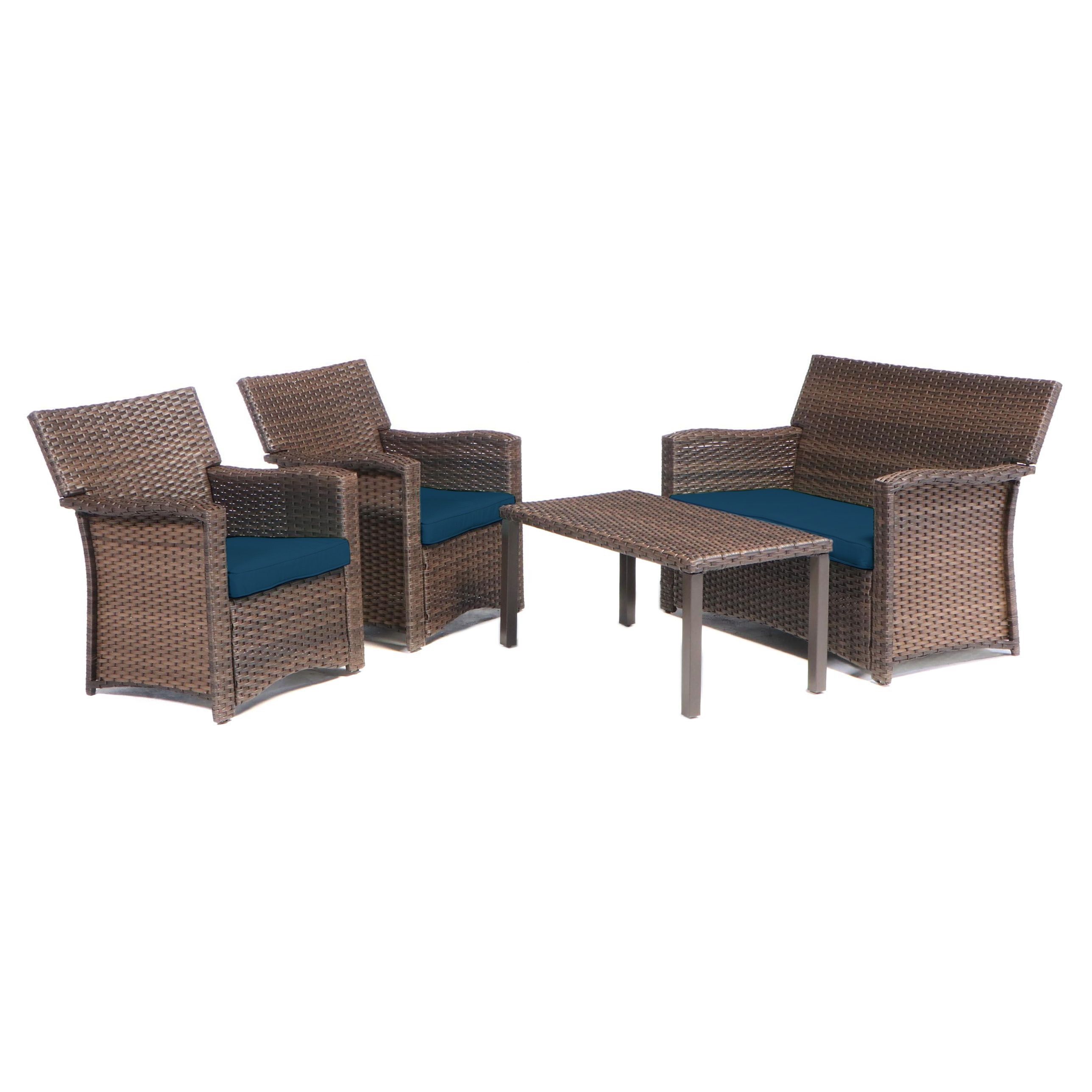 Threshold Halsted 4-Piece Brown Resin Wicker Conversation Set | EBTH