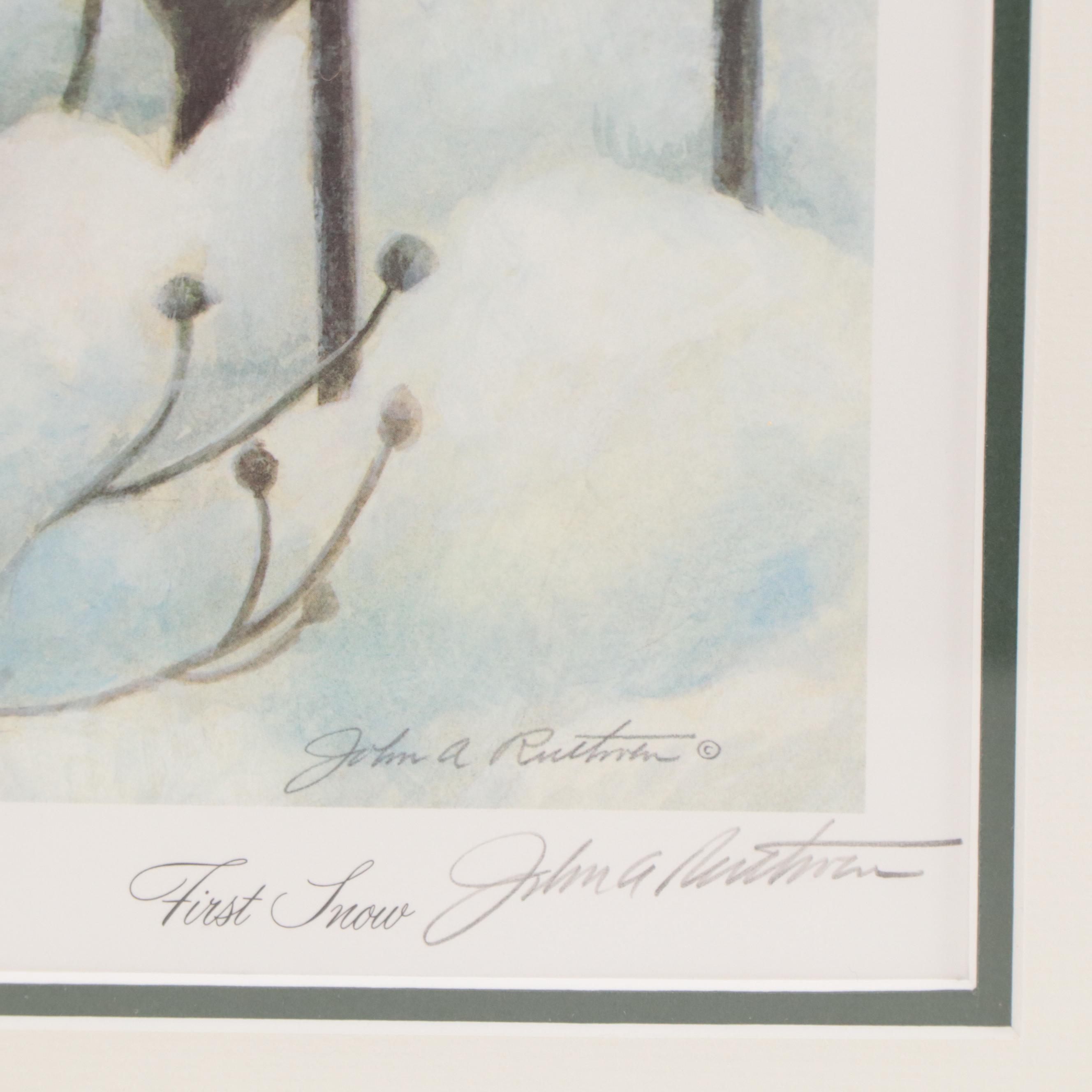 John Ruthven Offset Lithograph of Cardinal "First Snow" | EBTH