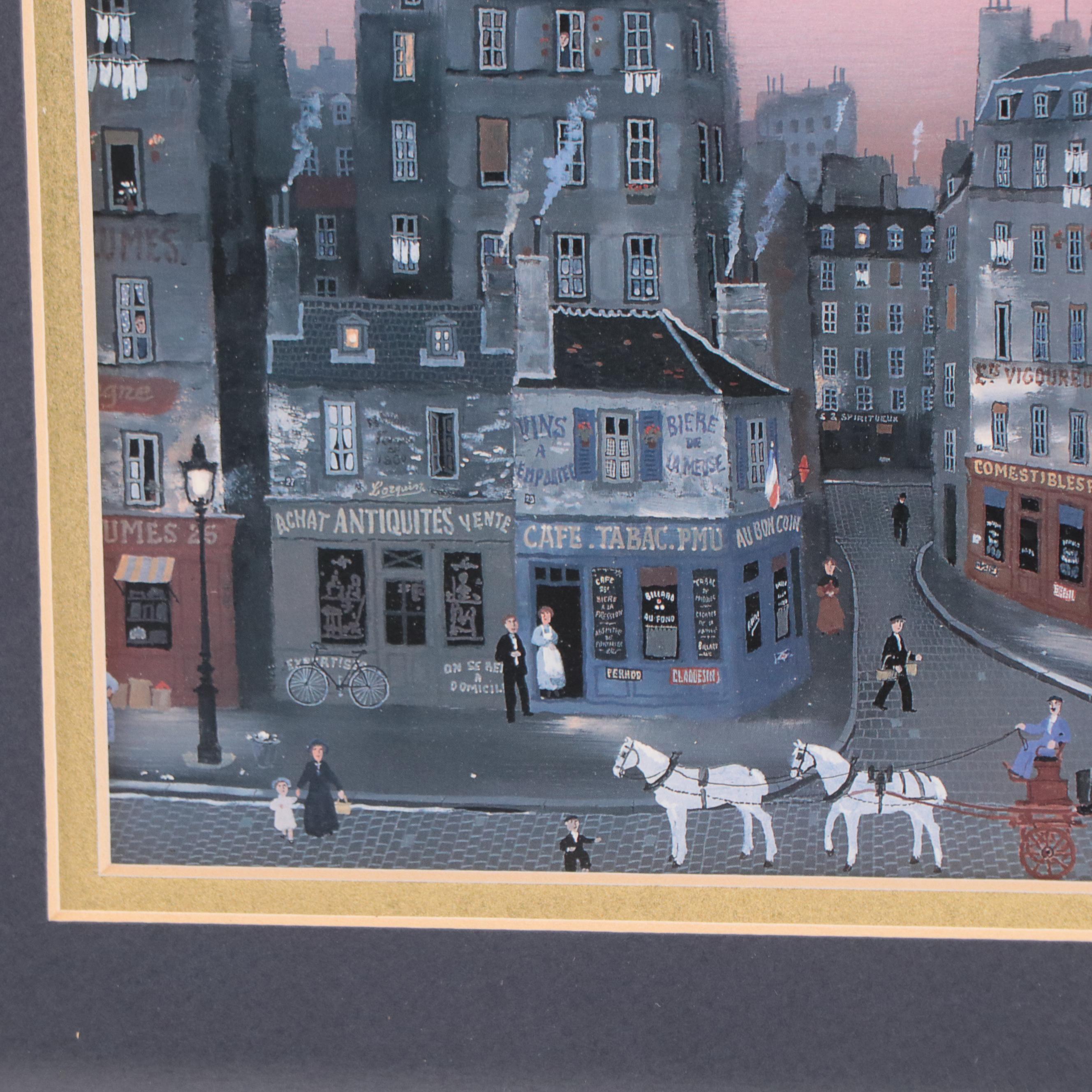 Offset Lithograph After Michel Delacroix "La Tour Eiffel au Crepuscule ...