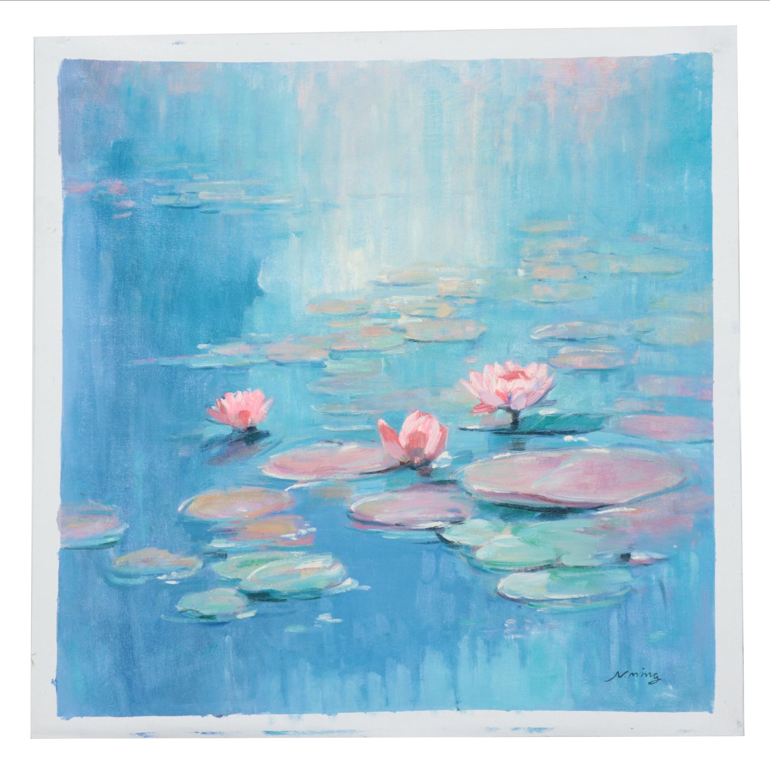 N. Ming Oil Painting of Water Lilies, 21st Century | EBTH