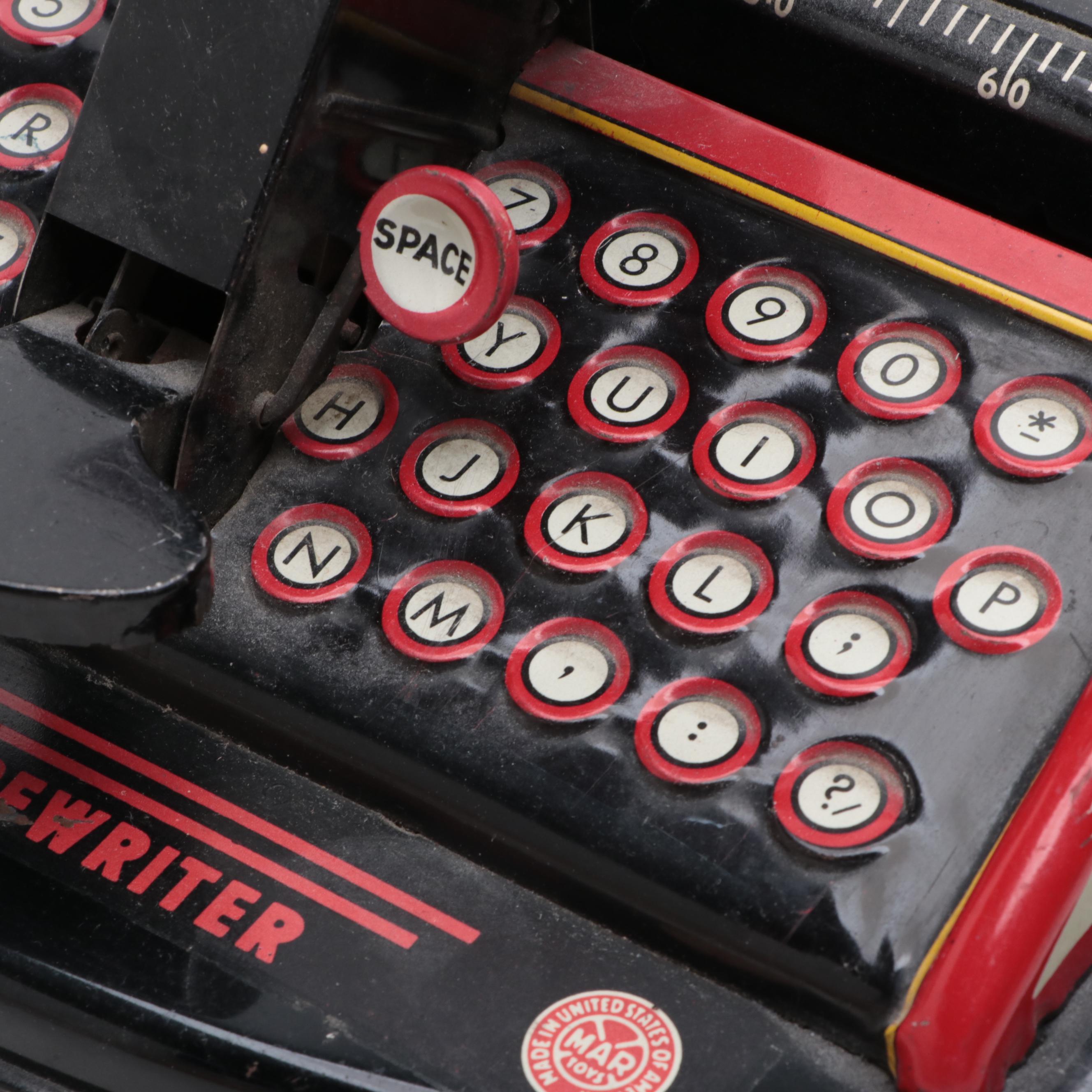 Louis Marx & Co. Tin Lithograph Junior Dial Typewriter, Mid-20th ...