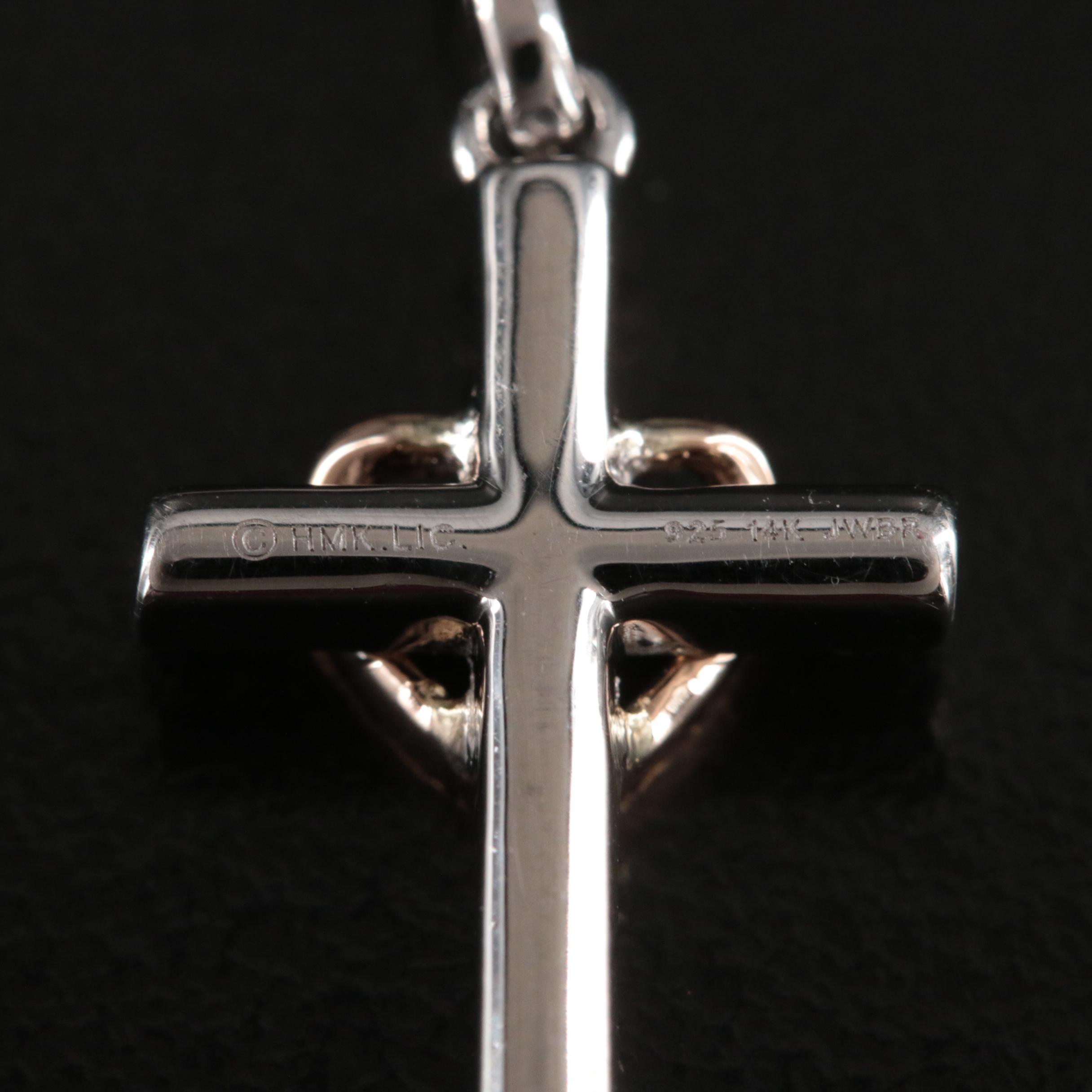 Hallmark Sterling Diamond Cross Pendant Necklace with 14K Accents | EBTH
