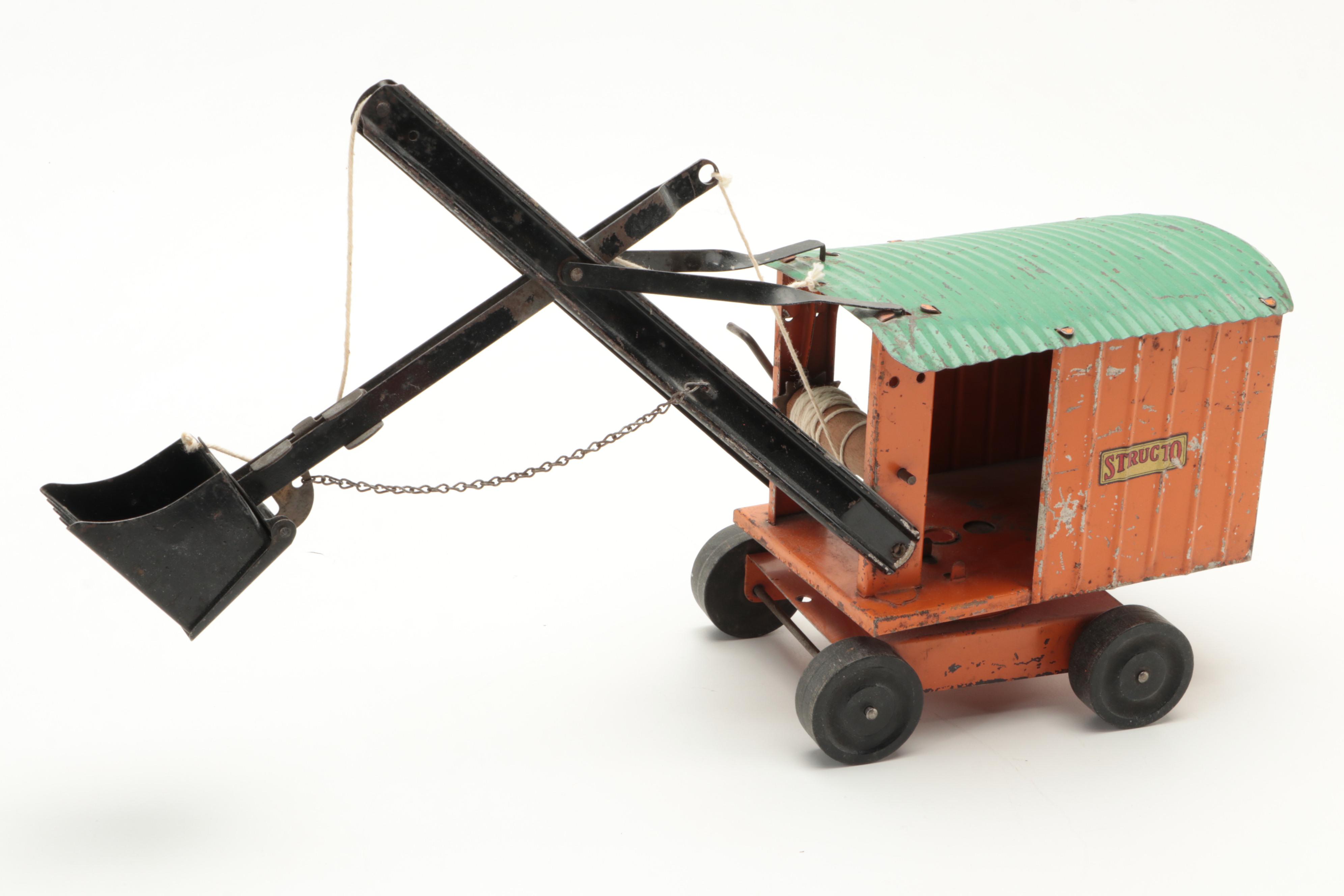 Structo Pressed Steel Dump Truck and Crane, Mid-20th Century | EBTH