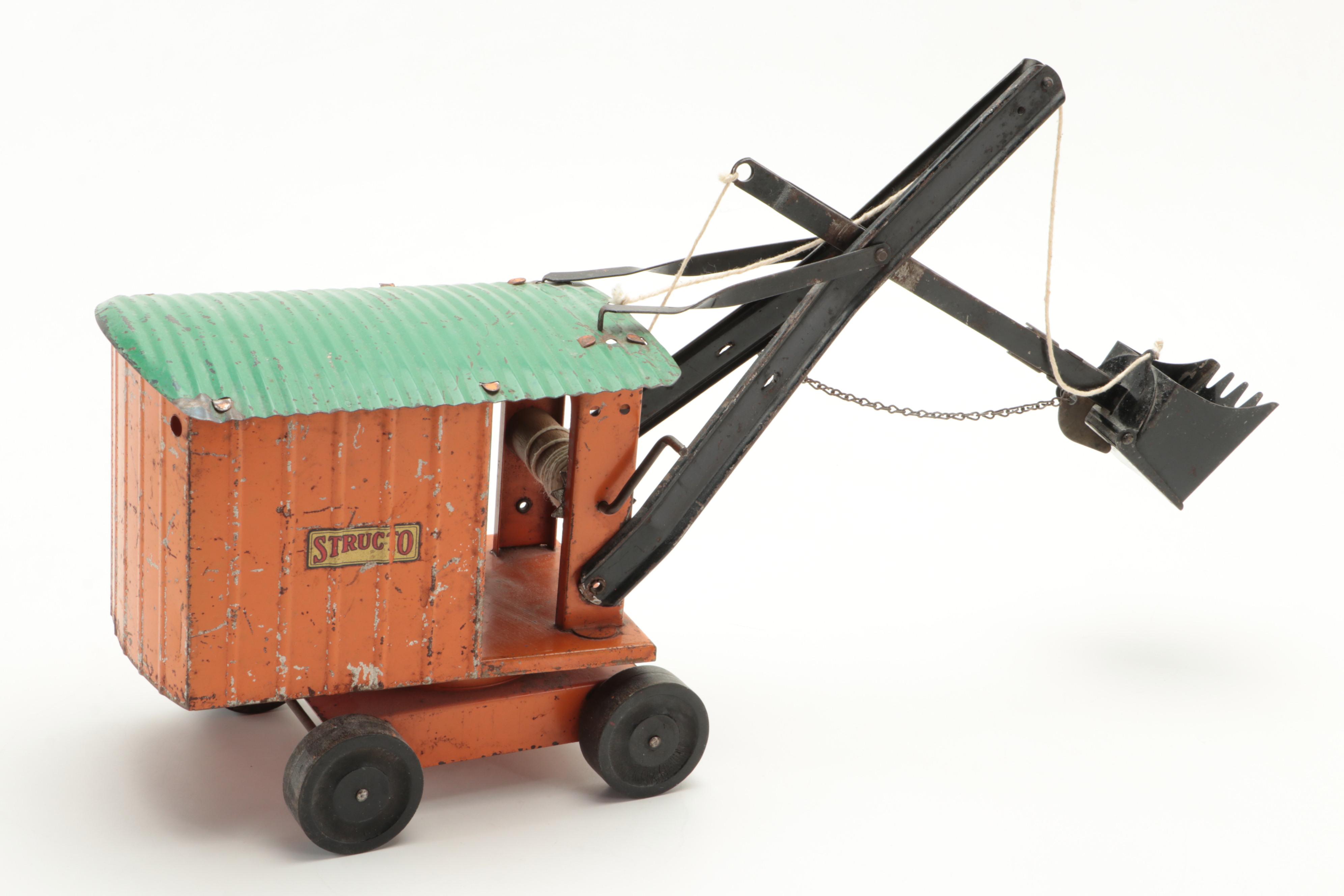 Structo Pressed Steel Dump Truck and Crane, Mid-20th Century | EBTH