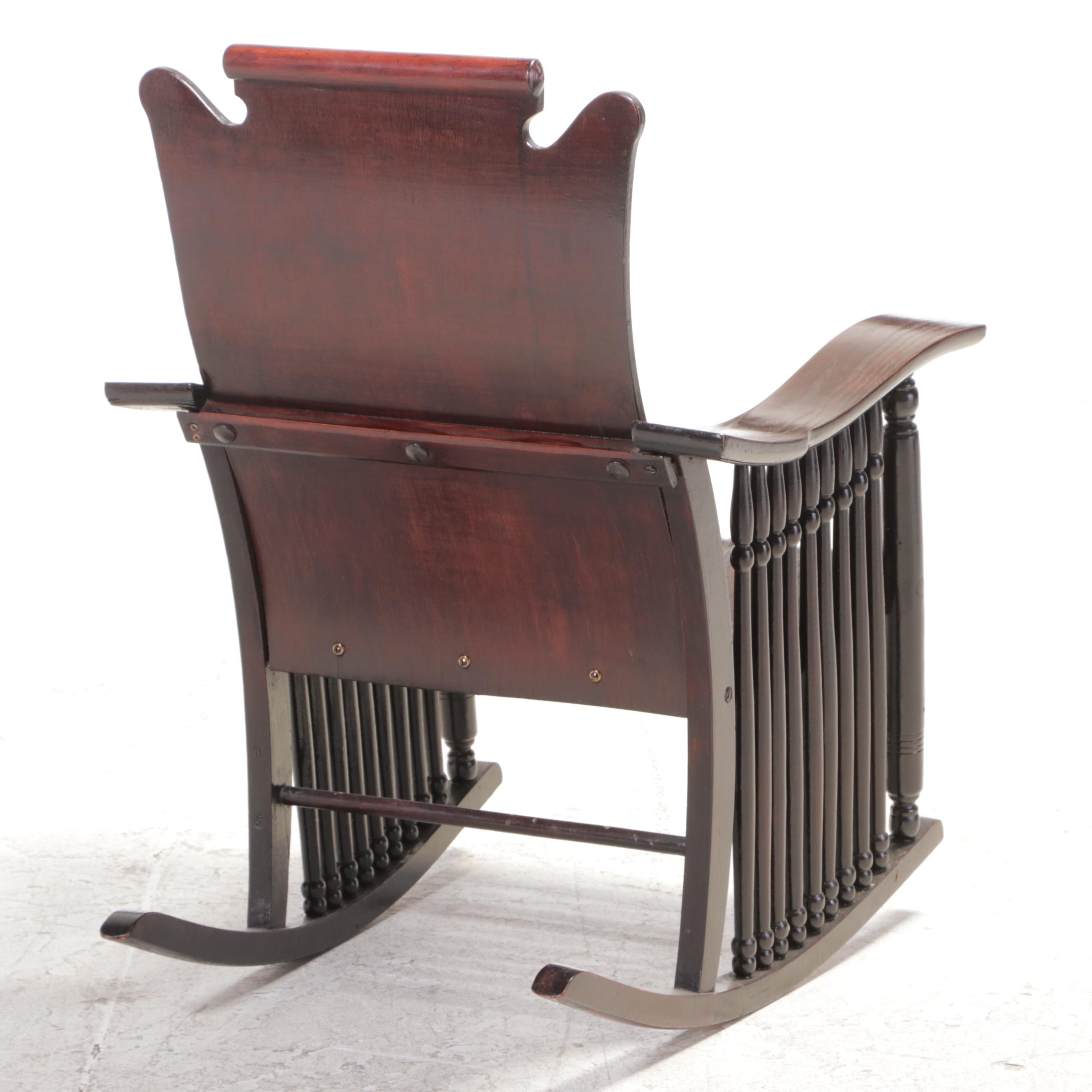 American Empire Revival Mahogany, Oak, and Birch Rocker, Early 20th ...