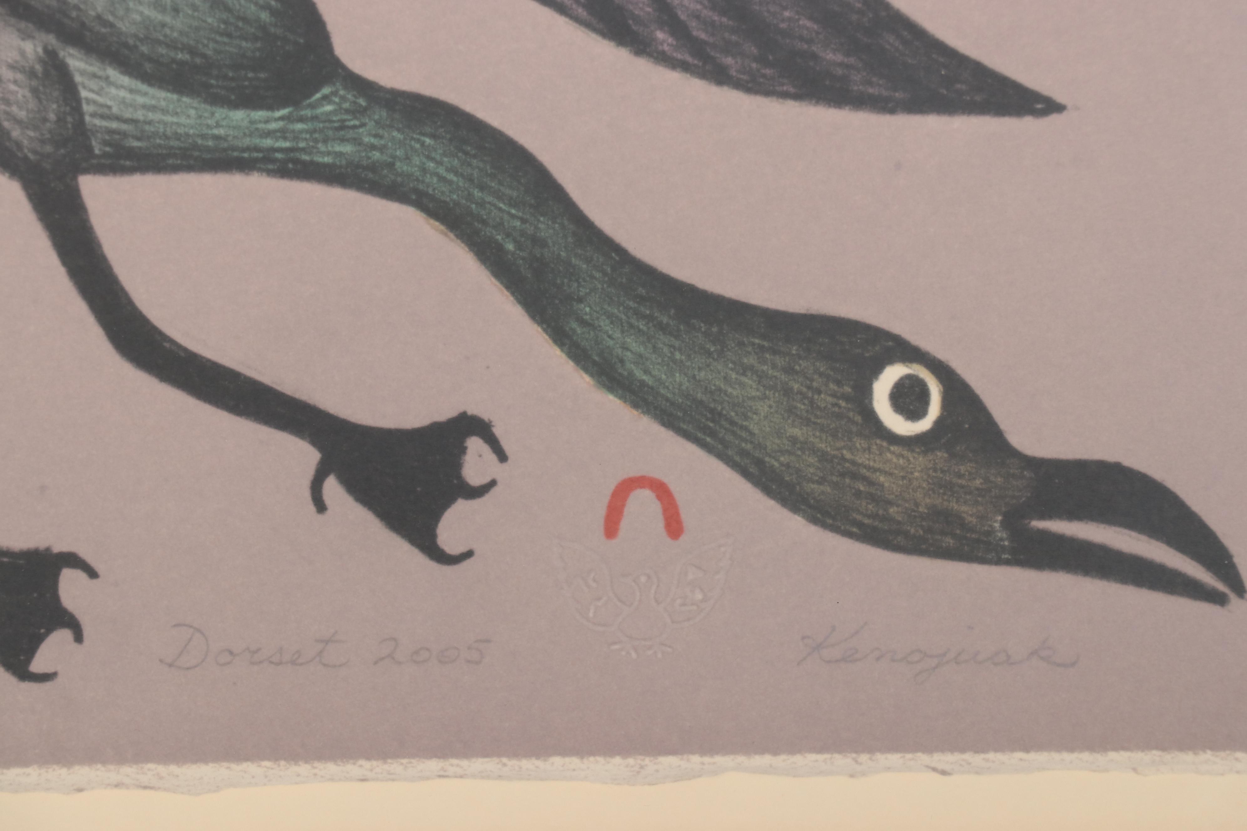Kenojuak Ashevak Color Lithograph "Storytelling of Ravens," 2005 ...