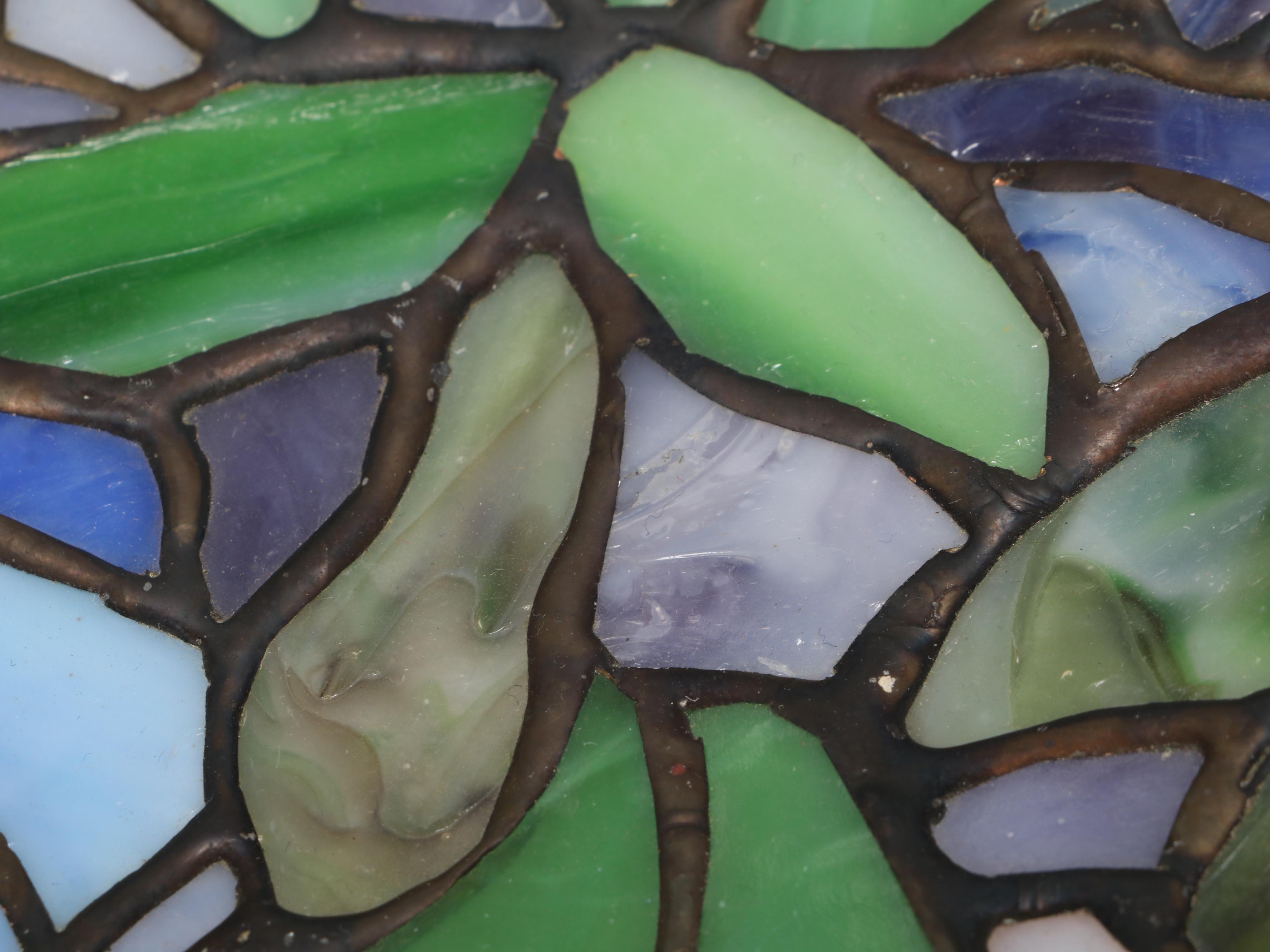 Slag Glass Wisteria Shade With Pressed Metal Table Lamp, Contemporary ...