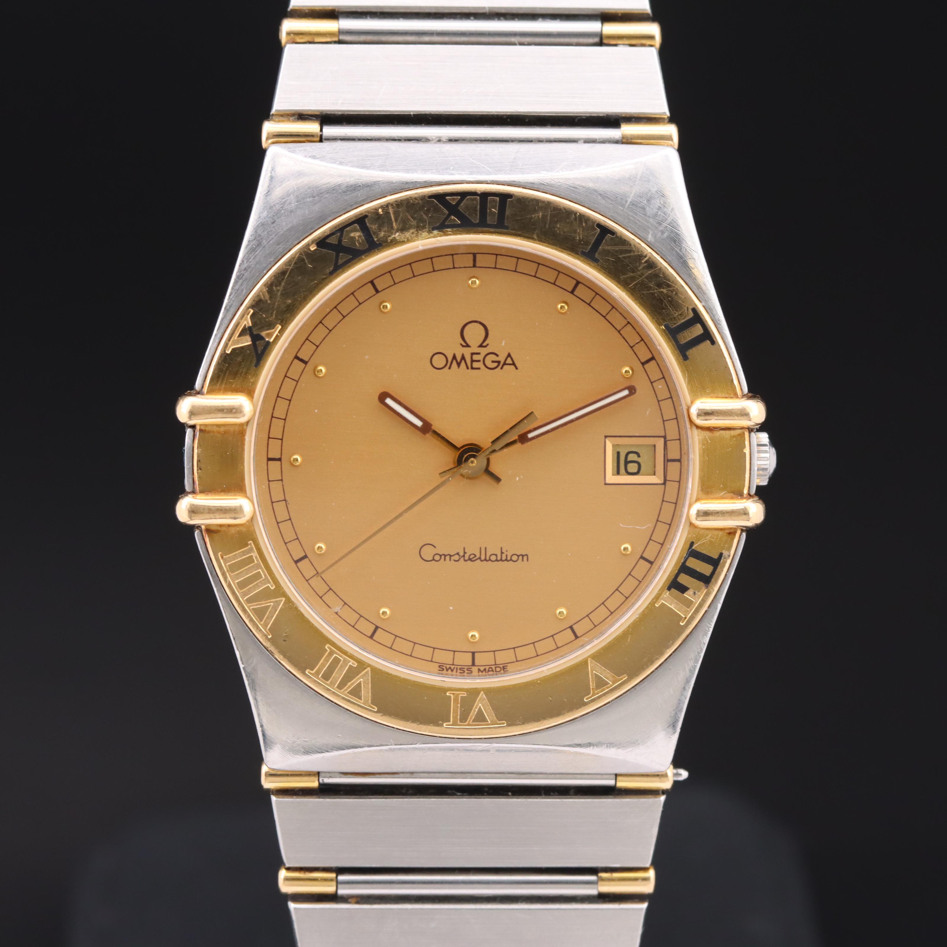 1993 Omega Constellation 14K and Stainless Steel Wristwatch ...