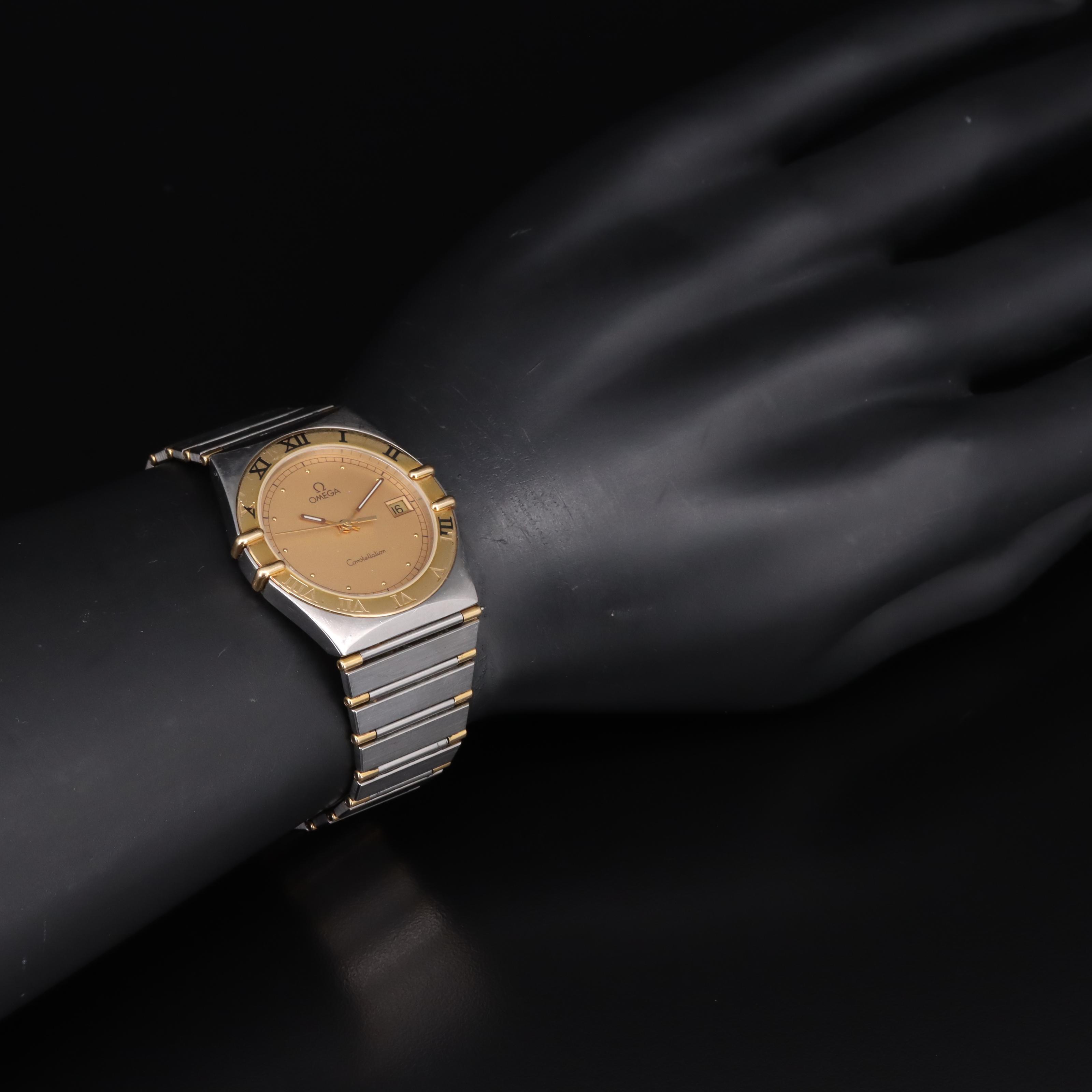 1993 Omega Constellation 14K and Stainless Steel Wristwatch ...