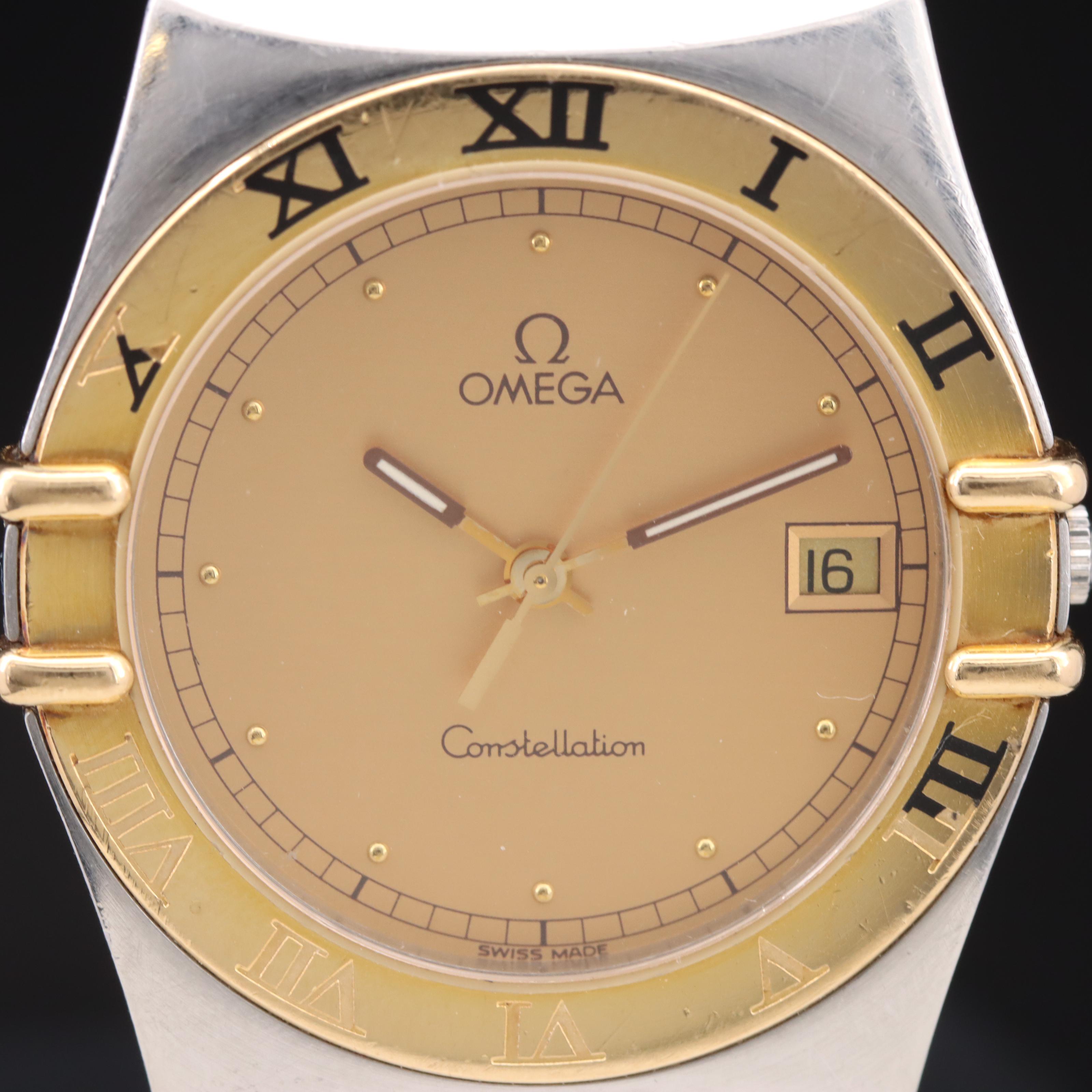 1993 Omega Constellation 14K and Stainless Steel Wristwatch ...
