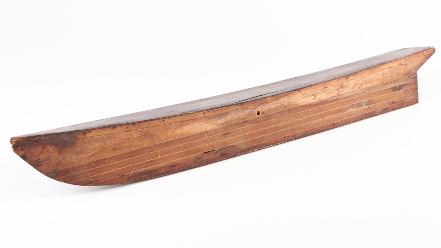 Wooden Half Hull Ship Model, Antique | EBTH Wooden Half Hull Ship Model, Antique | EBTH