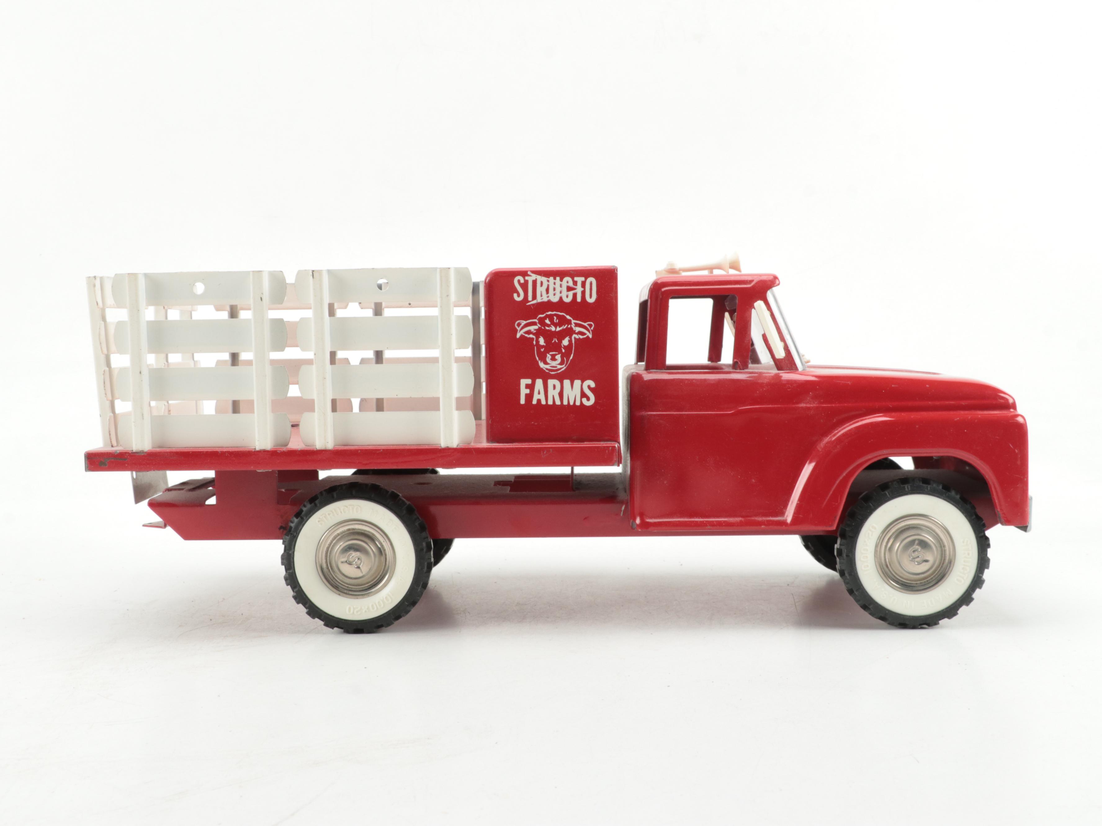 Structo Farms Pressed Steel Toy Pickup Truck with Horse Trailer, Mid ...