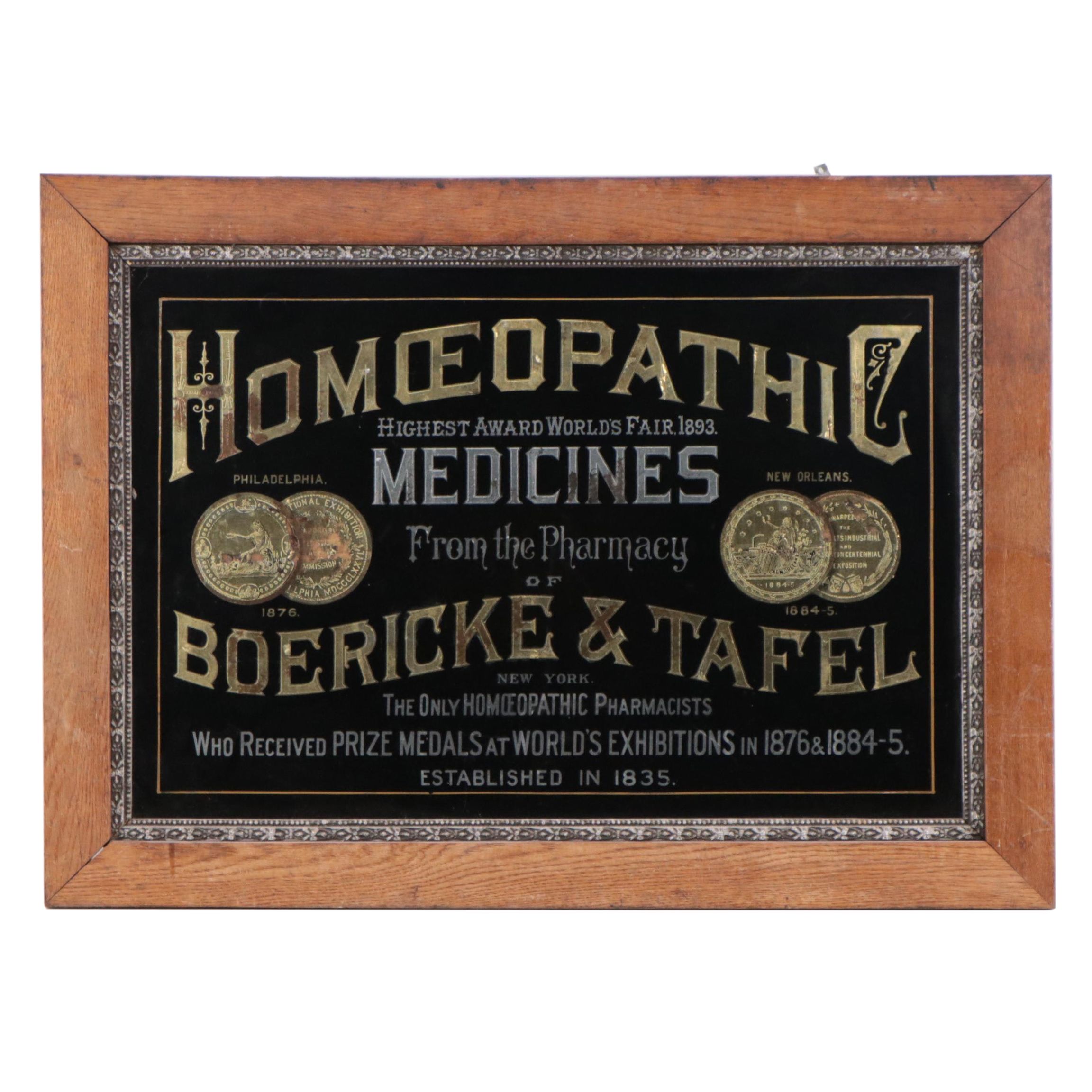 Verre Églomisé Sign Boericke & Tafel Homeopathic Medicines Advertising ...