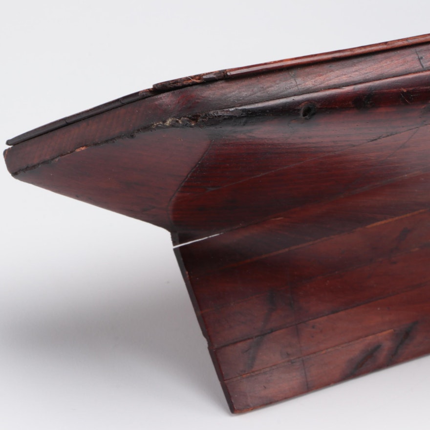 Wooden Half Hull Ship Model, Antique | EBTH Wooden Half Hull Ship Model, Antique | EBTH
