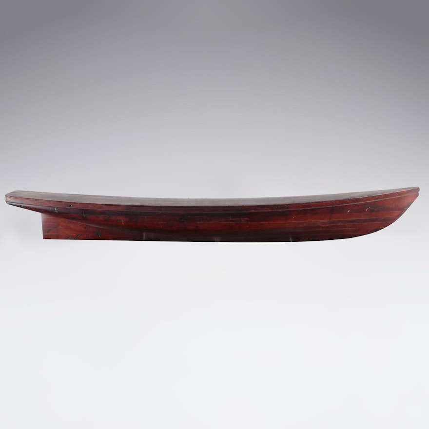 Wooden Half Hull Ship Model, Antique | EBTH Wooden Half Hull Ship Model, Antique | EBTH