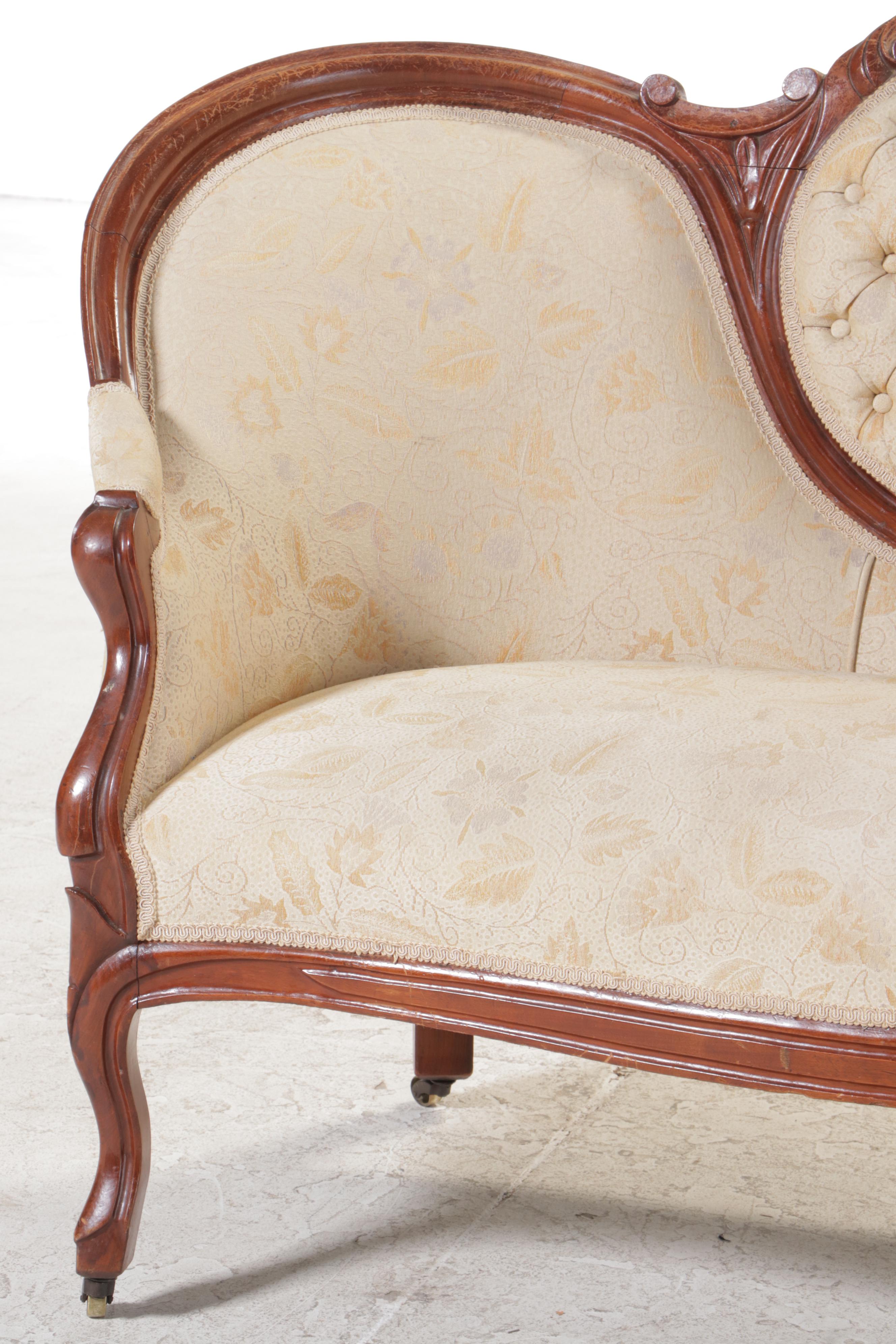 Victorian Rococo Revival Walnut and Upholstered Settee, Late 19th ...