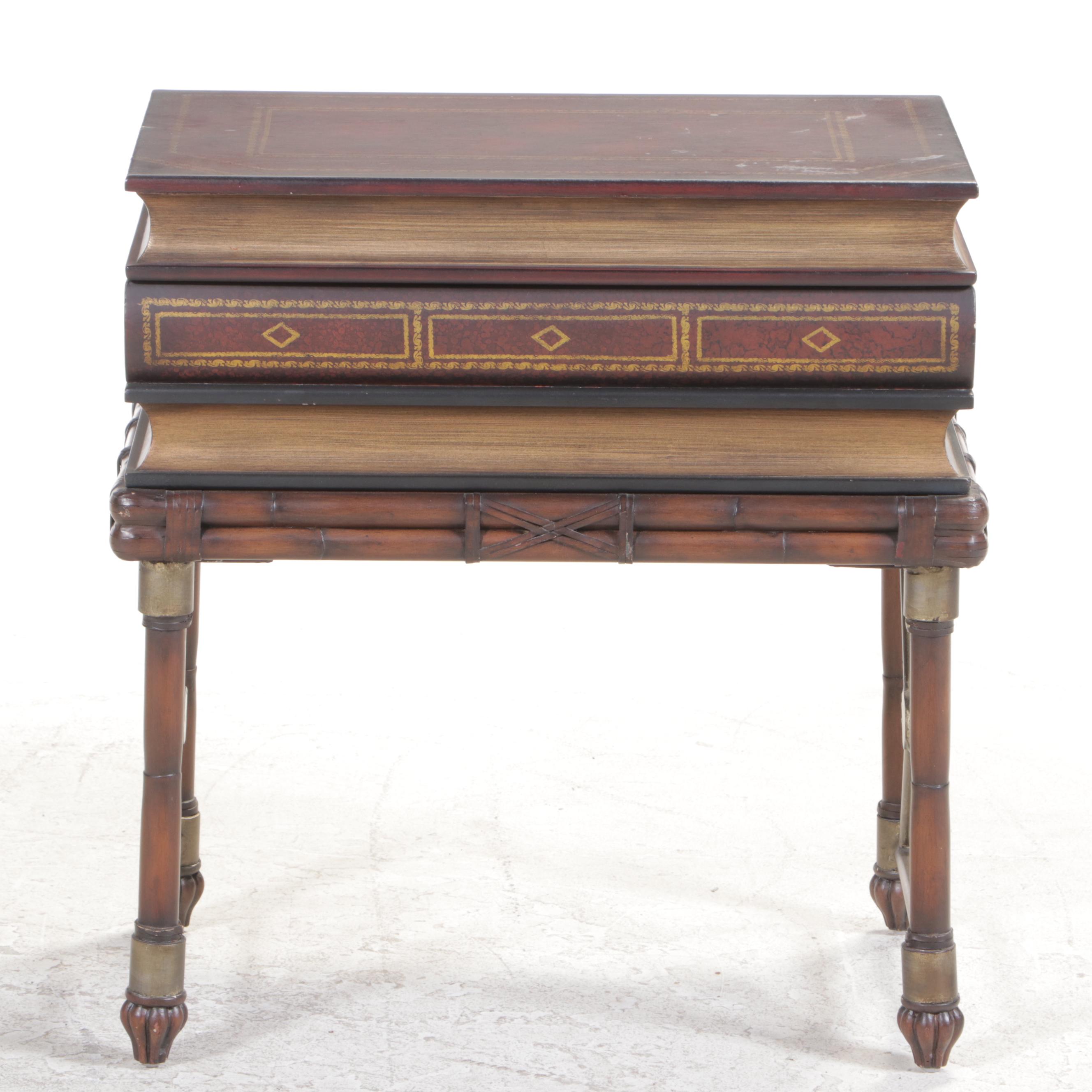 Neoclassical Style "Stacked Books" Side Table with Hinged Lid | EBTH