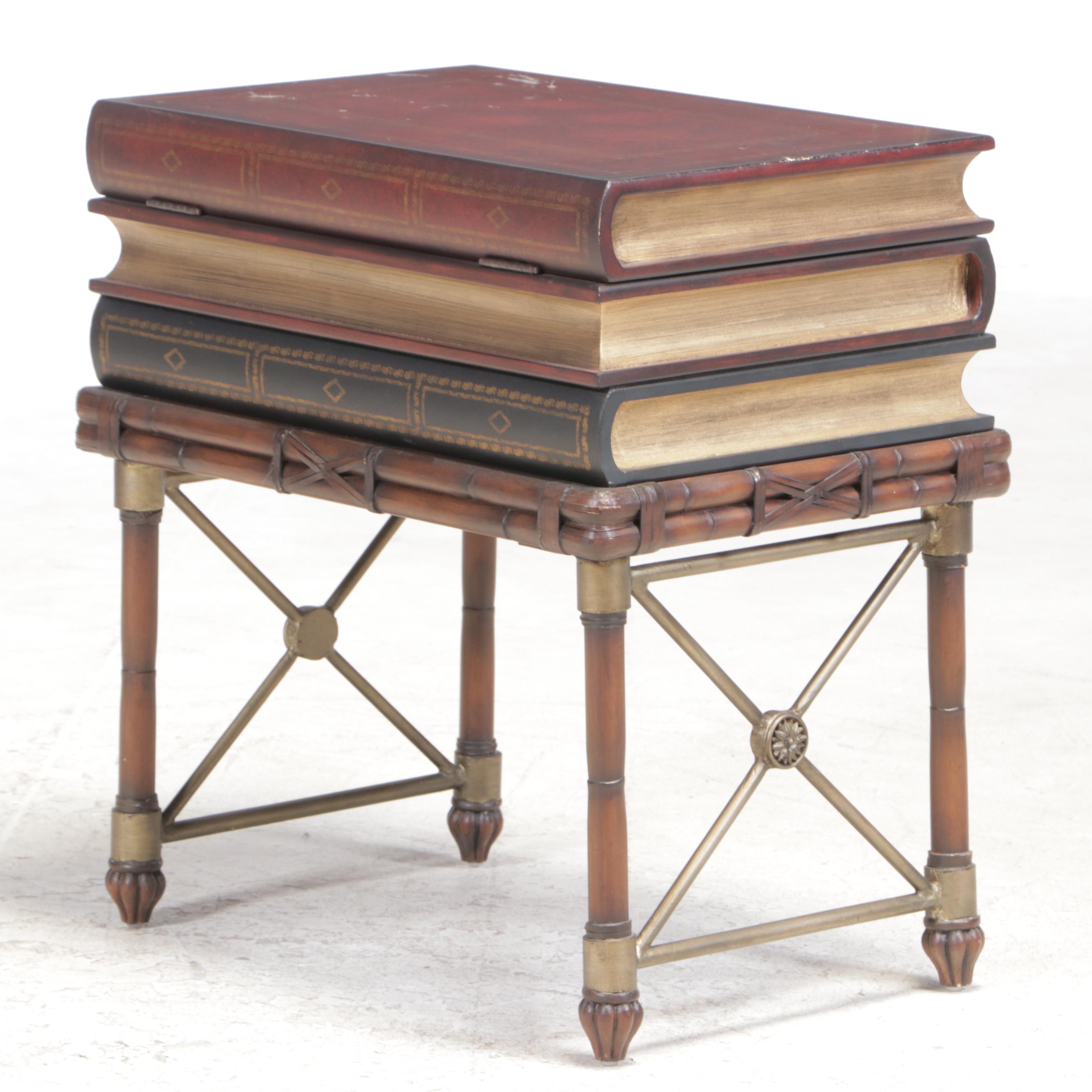 Neoclassical Style "Stacked Books" Side Table with Hinged Lid | EBTH