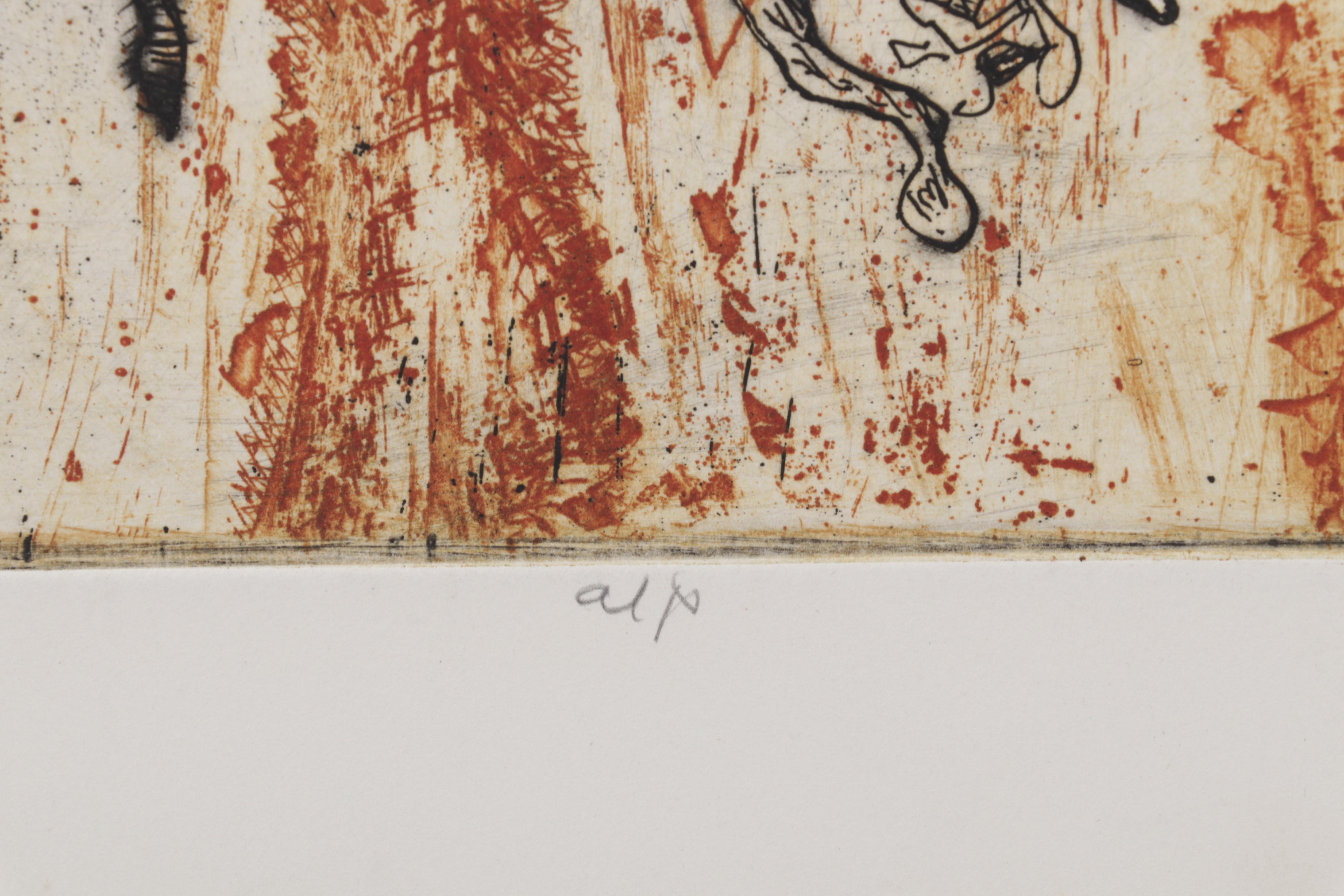 Sidney Chafetz Color Etching "Psychotic Portrait," Circa 1978 | EBTH