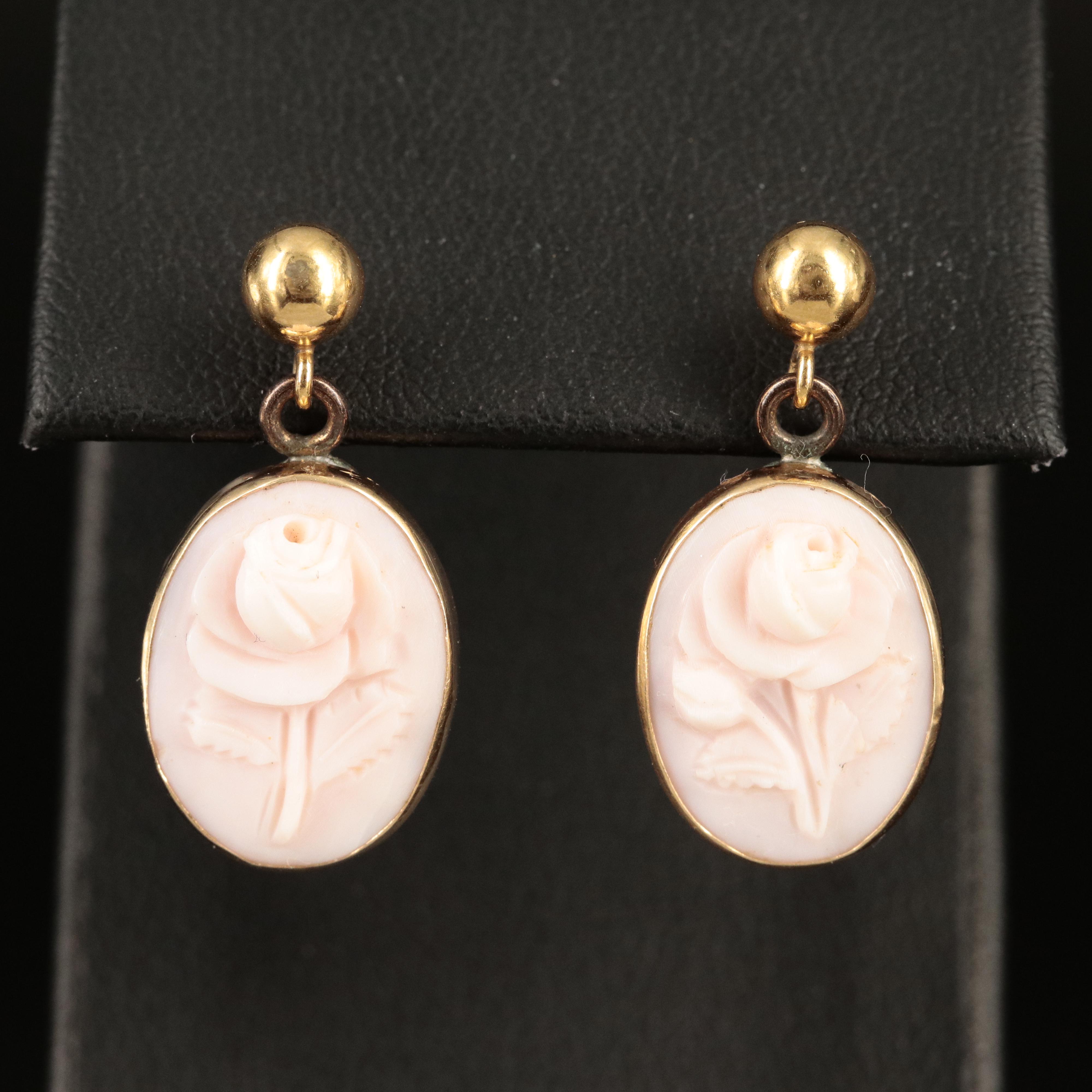 14K Shell Cameo Earrings | EBTH