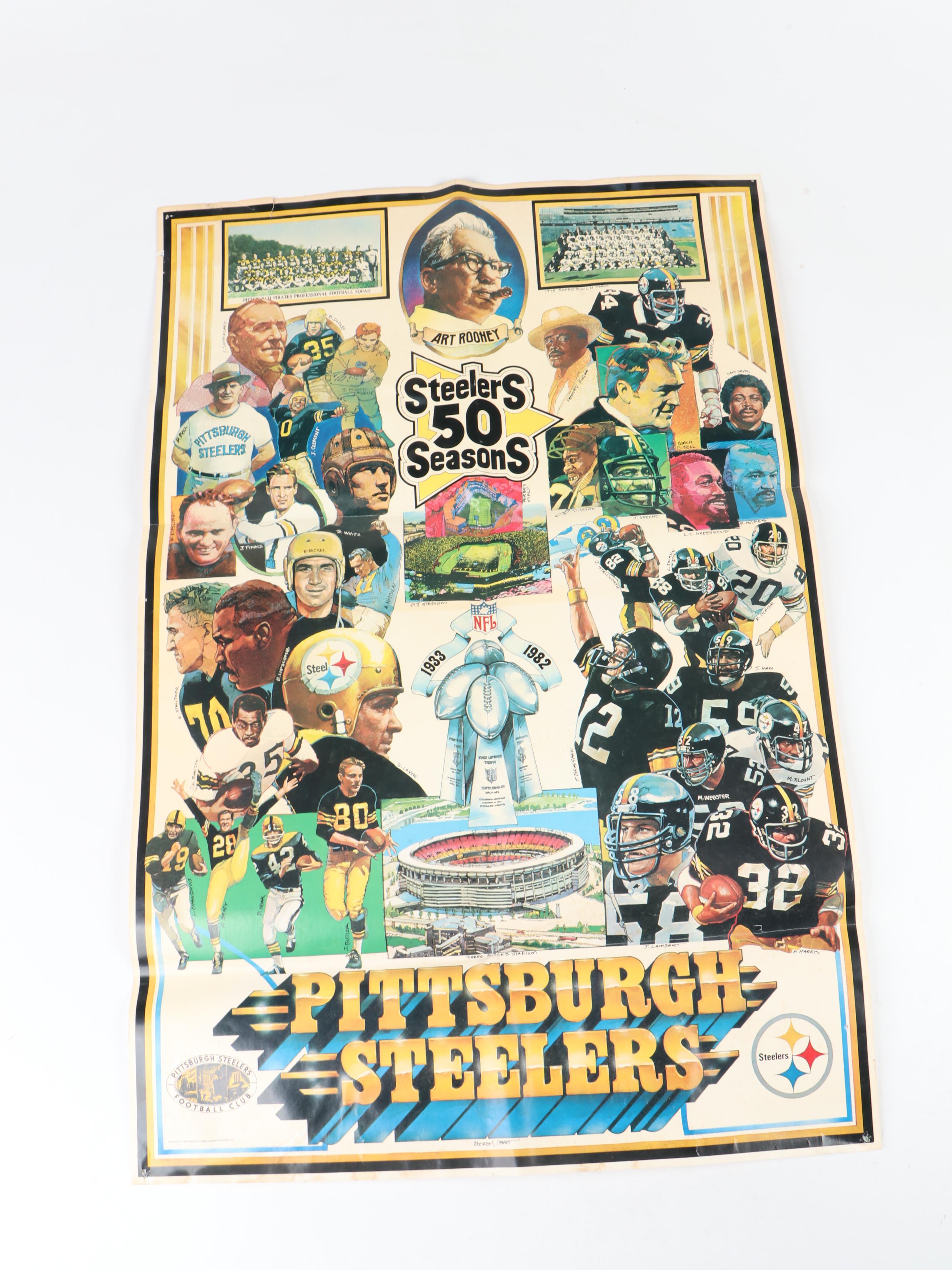Pittsburgh Steelers Pennants, Poster, and Signed Giclées, 1970s–1990s ...