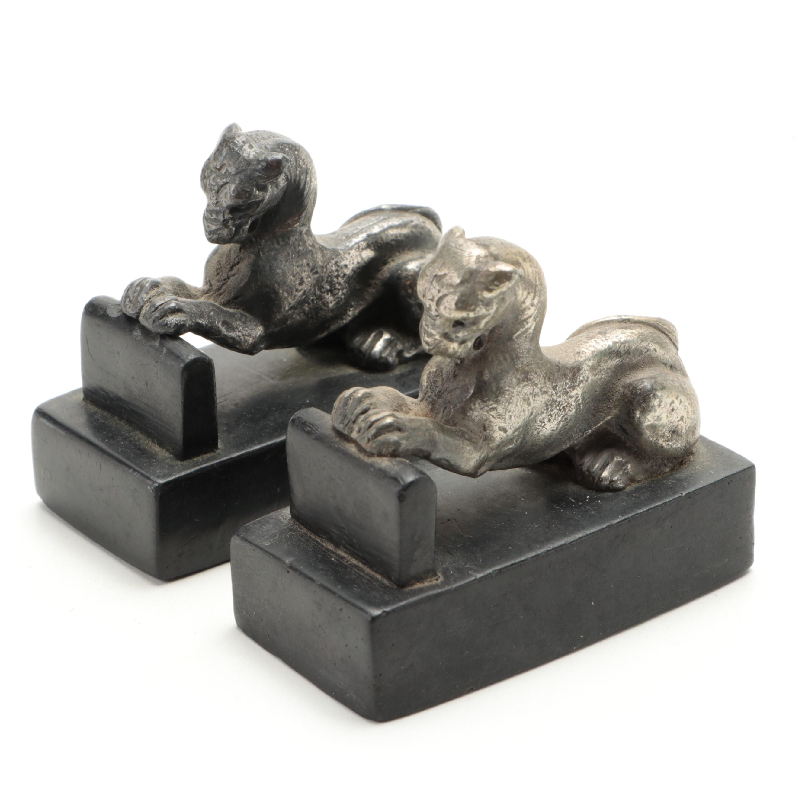 Alva Museum Replica Cast Metal Couchant Panther Bookends | EBTH