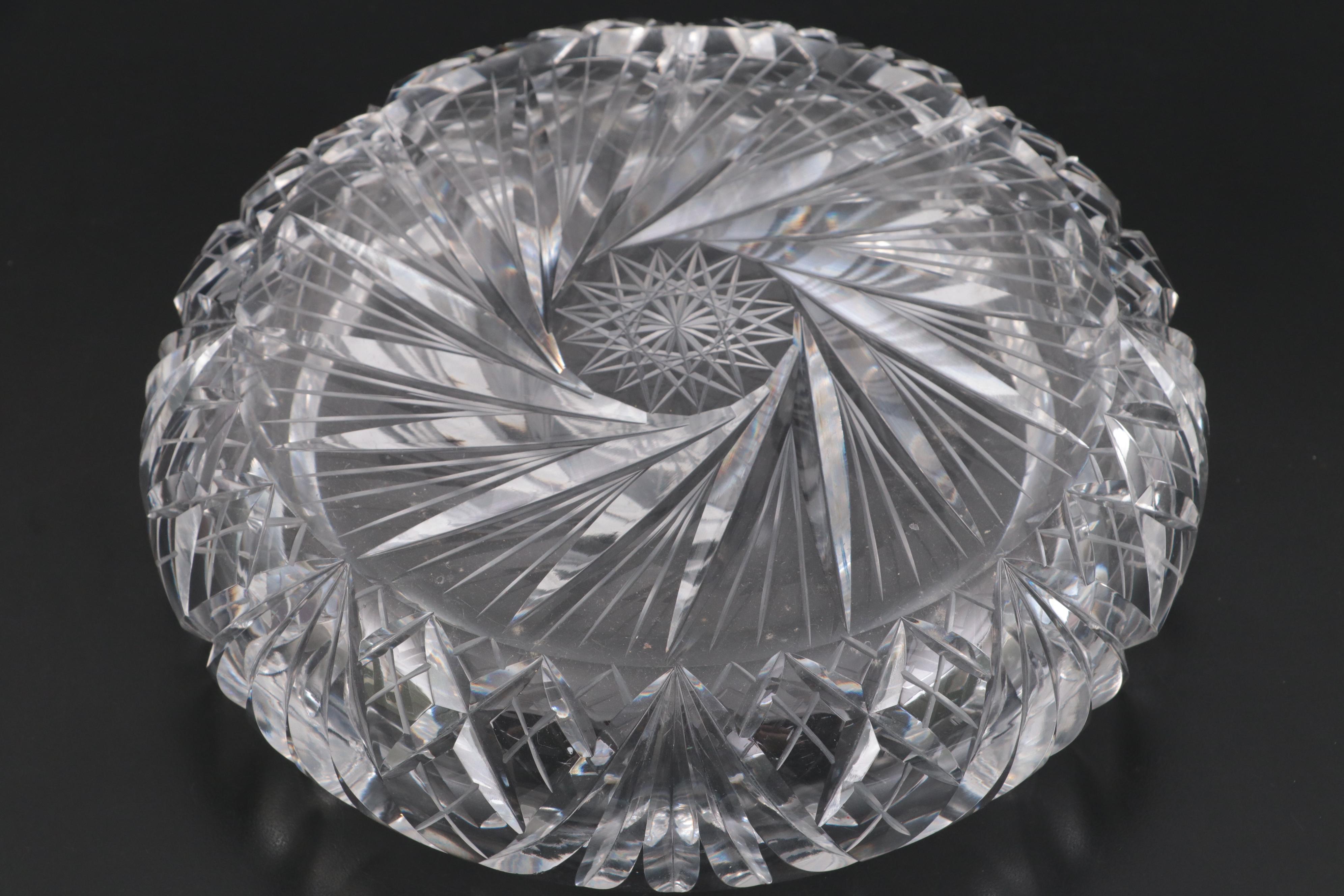 Rogaska "Diamond" Crystal Decanter with Other Cut Glass Ashtray ...