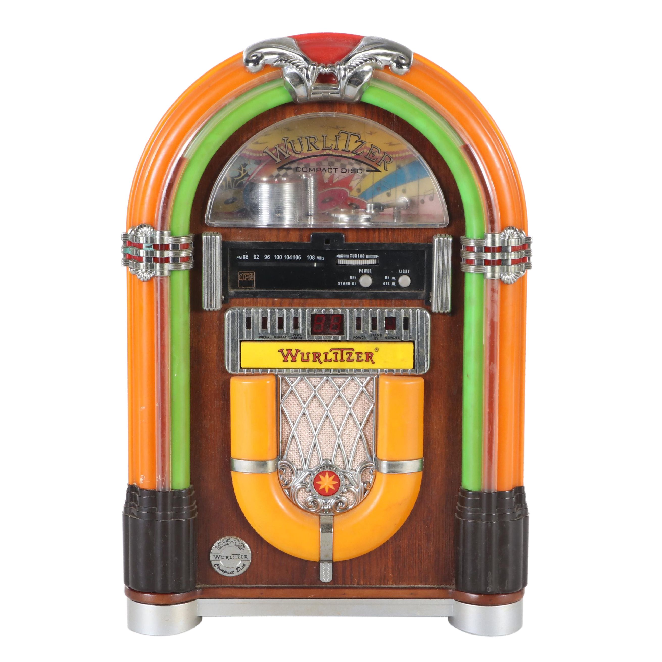 Wurlitzer Mini Jukebox Style Tabletop CD Player With Radio, 2000 | EBTH