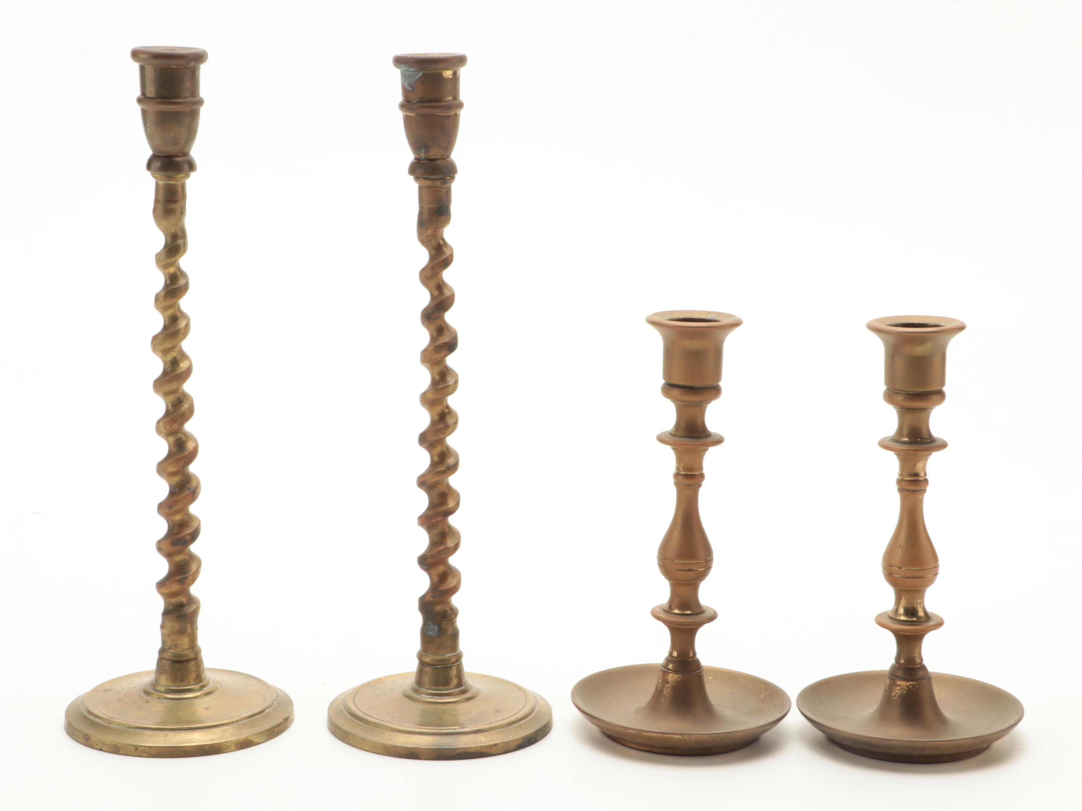 Barley Twist and Other Brass Candlestick Pairs and Individuals | EBTH