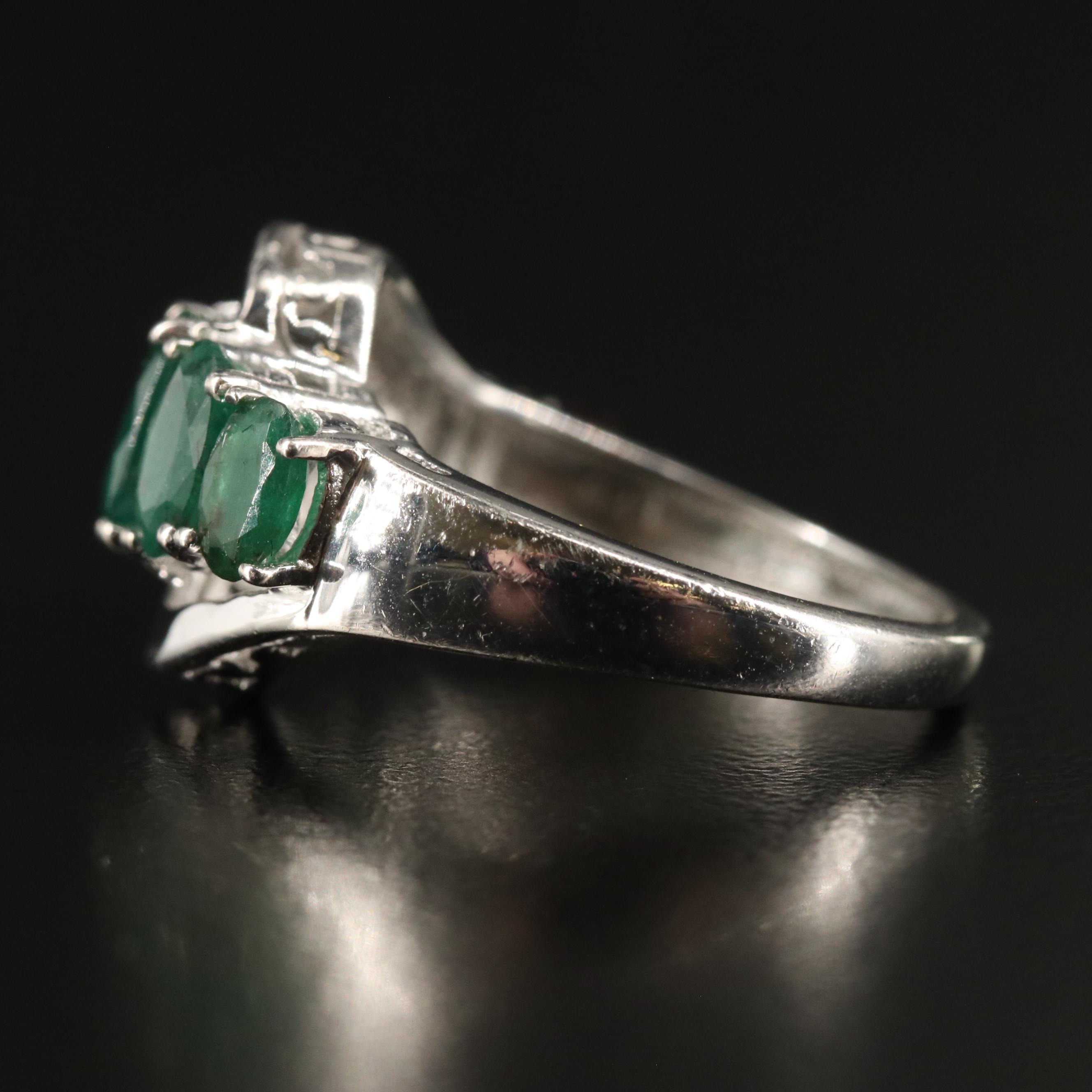 Sterling Emerald and White Topaz Ring | EBTH