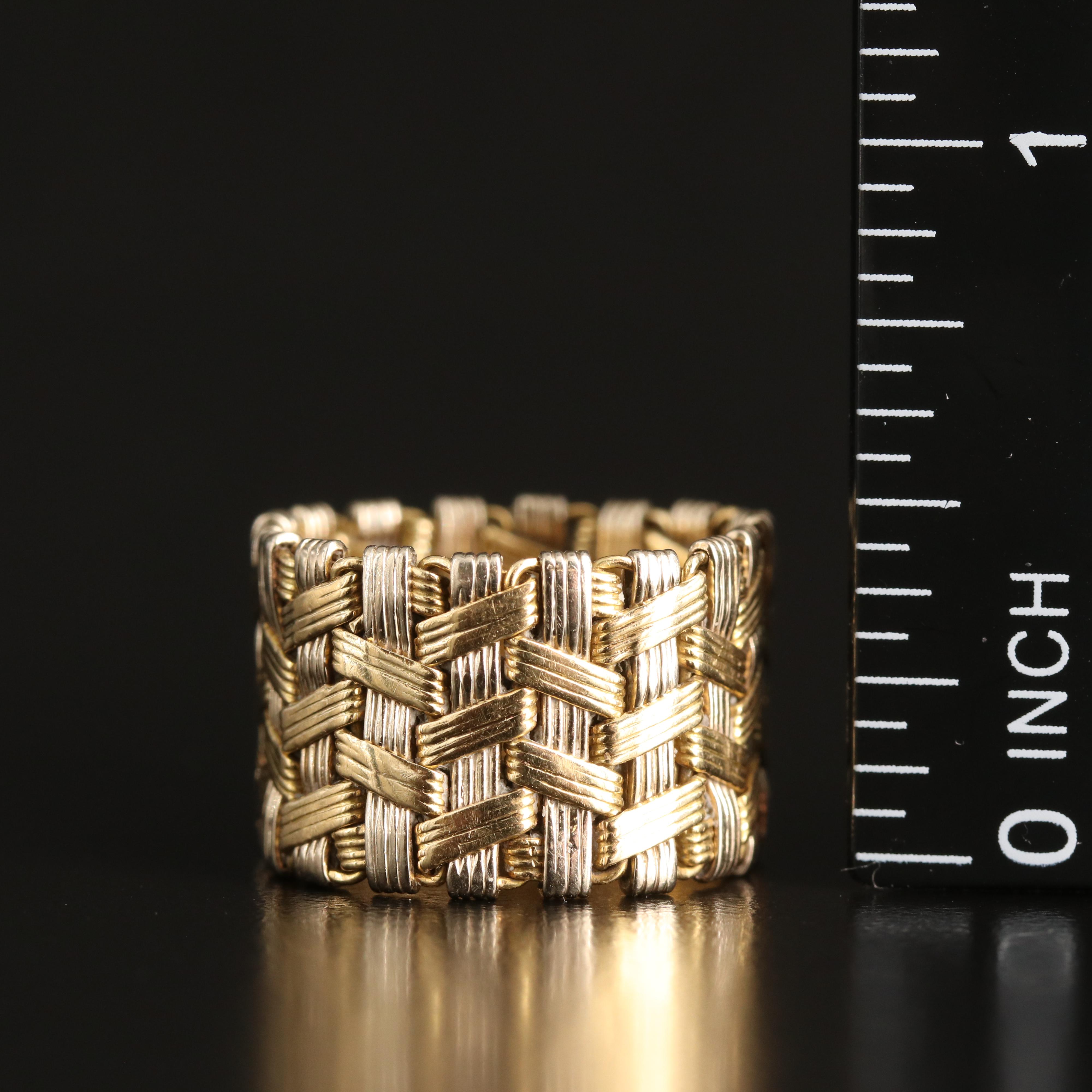 Italian 18K Basket Weave Flex Ring | EBTH