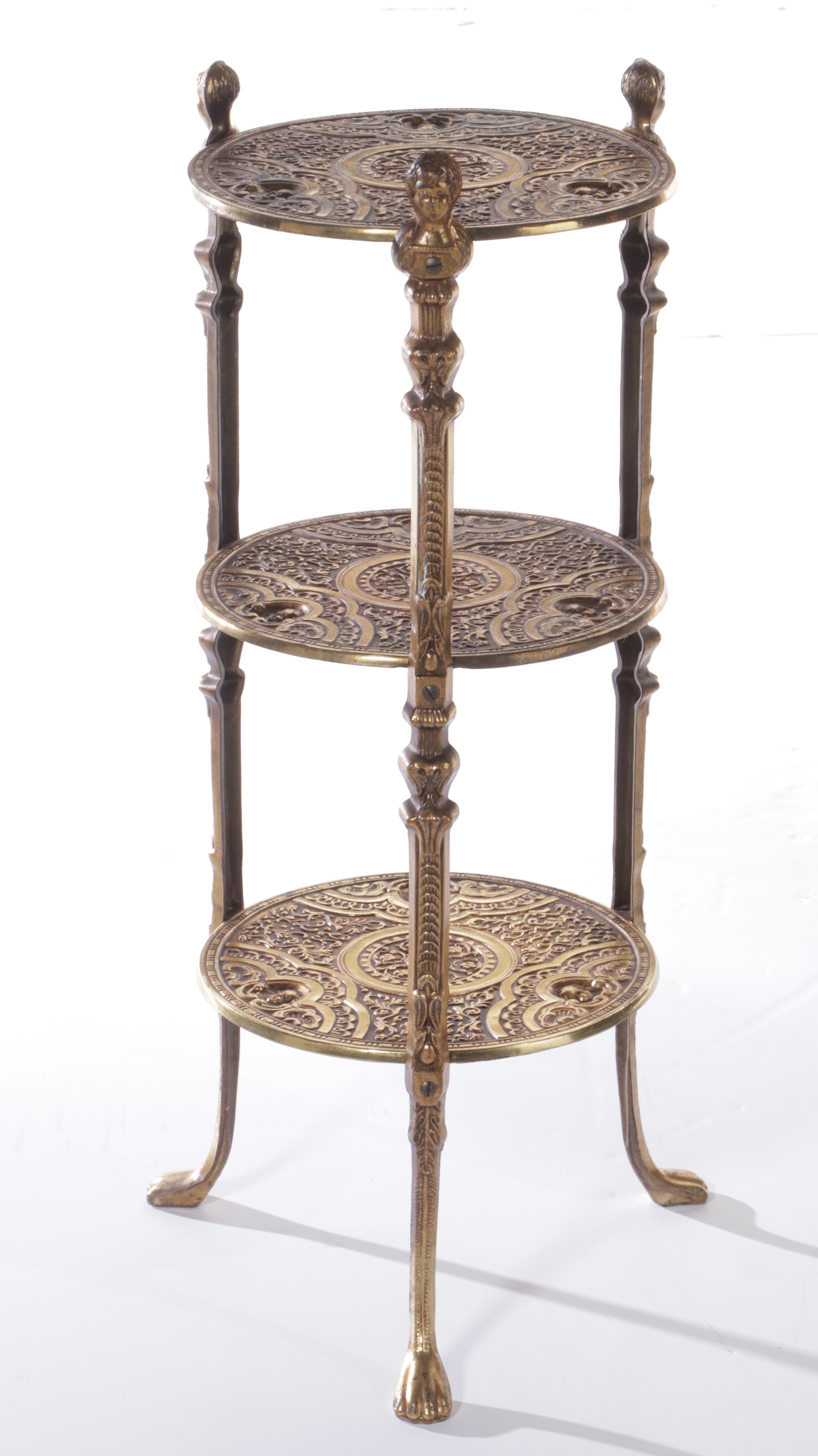 Baroque Style Gilt and Cast Metal Three-Tier Stand | EBTH